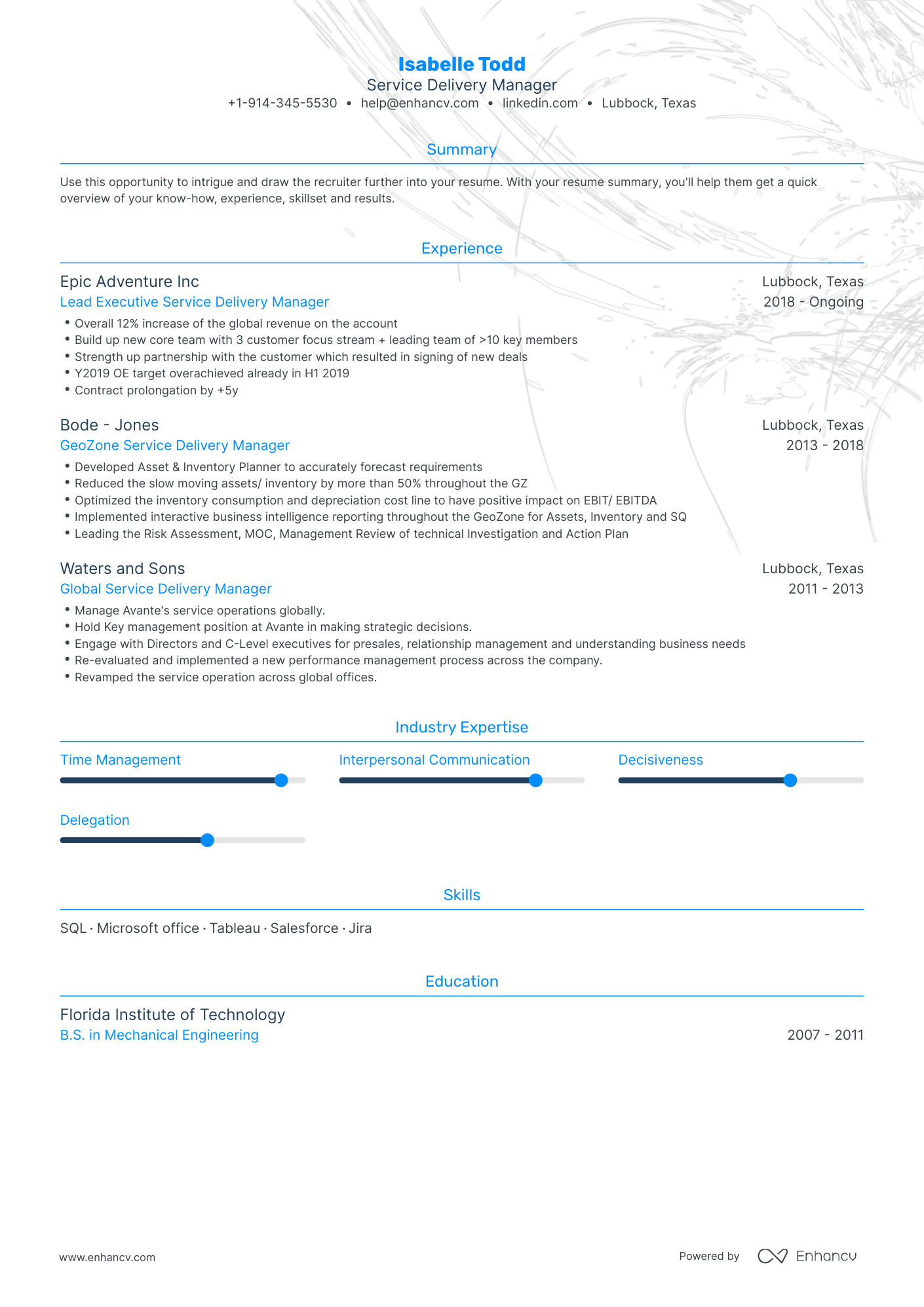 Service Delivery Manager Resume Examples & Guide for 2023 (Layout ...