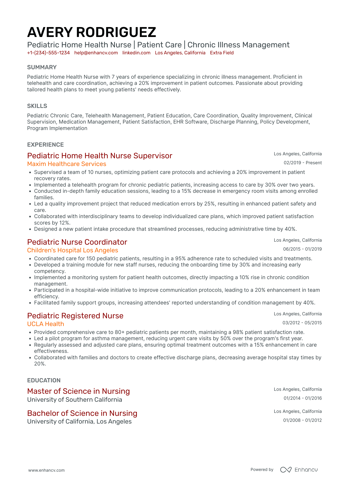 15 Pediatric Nurse Resume Examples & Guide for 2025
