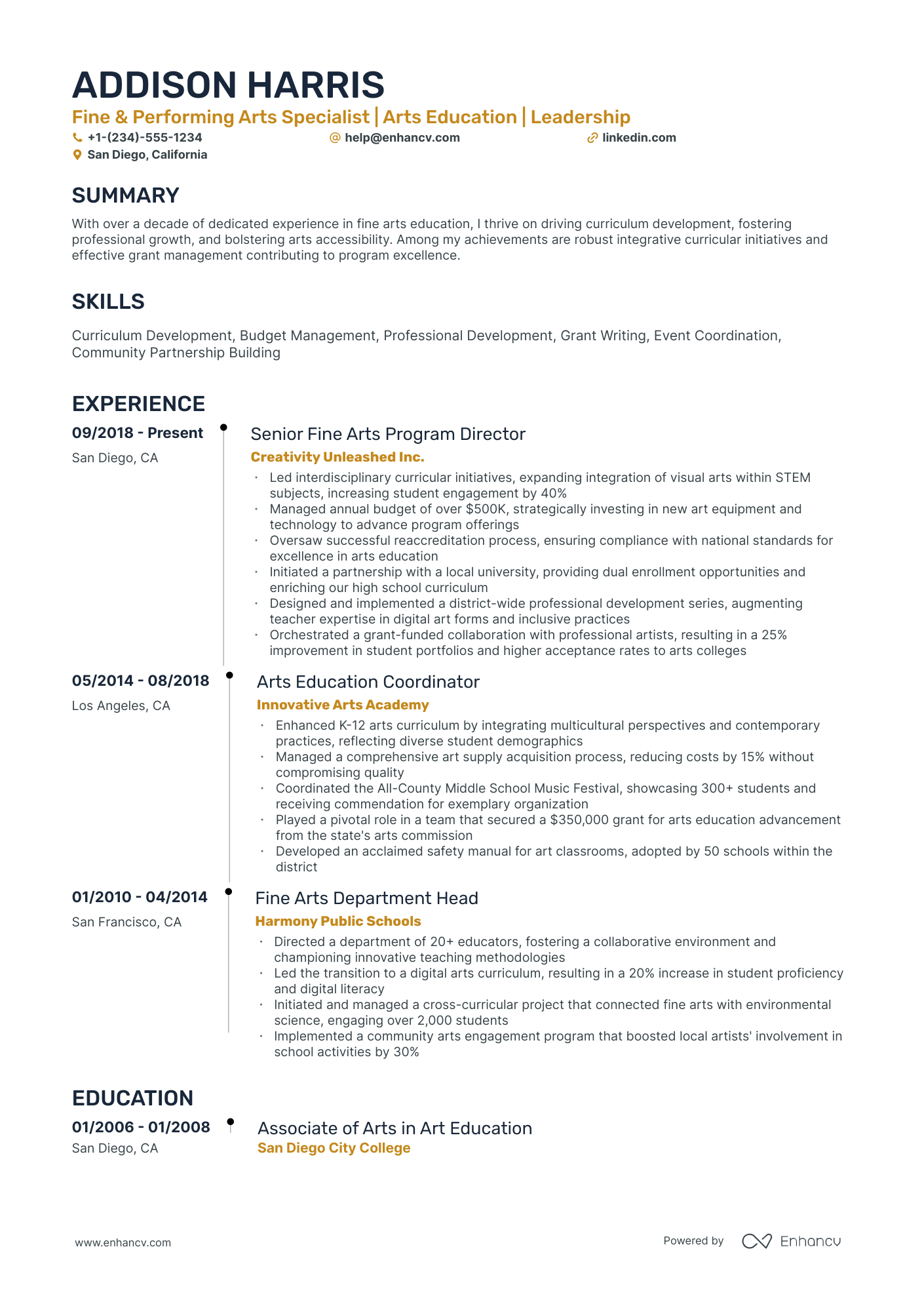10 Performing Arts Resume Examples & Guide for 2026