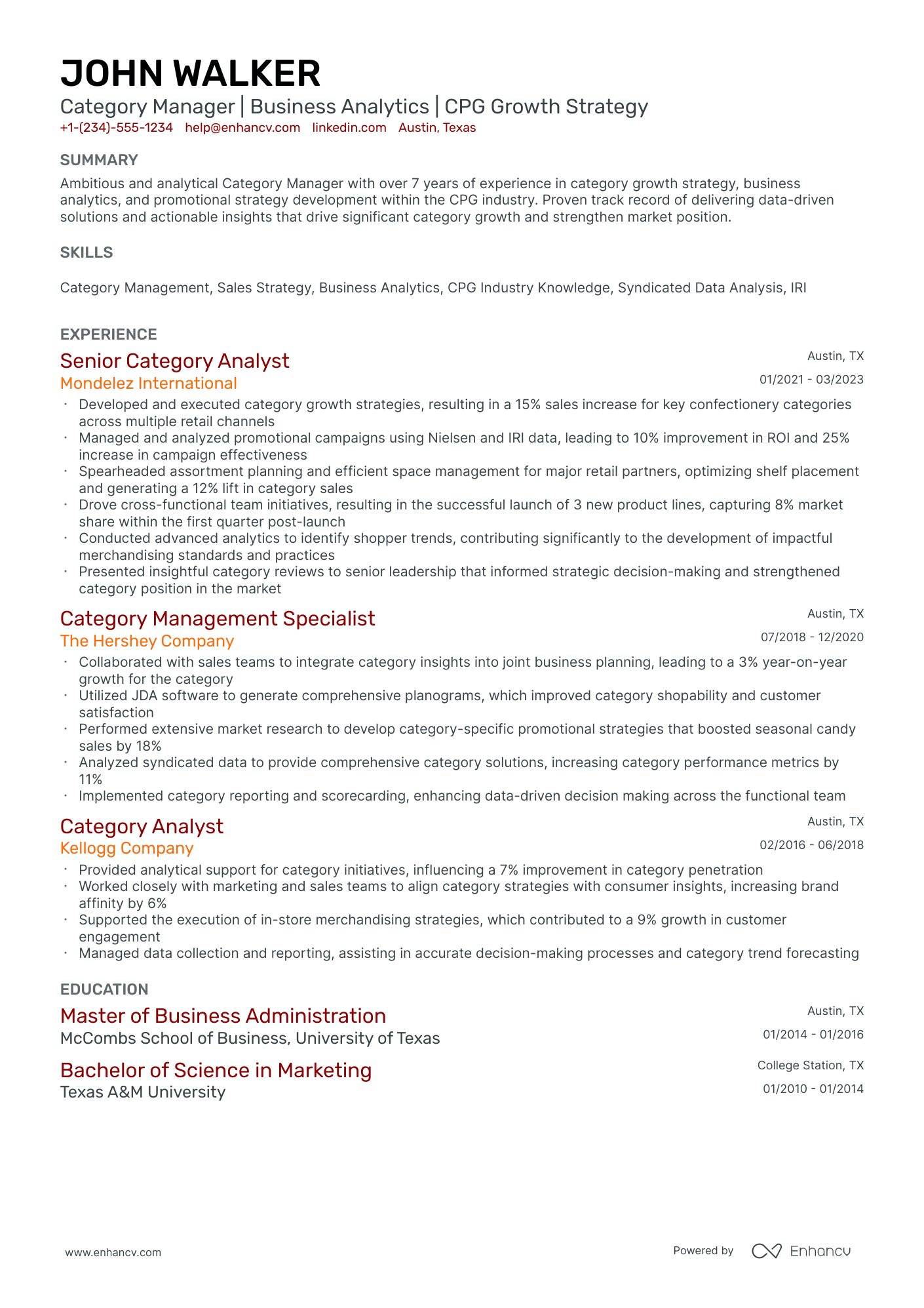 10 Category Manager Resume Examples & Guide for 2026