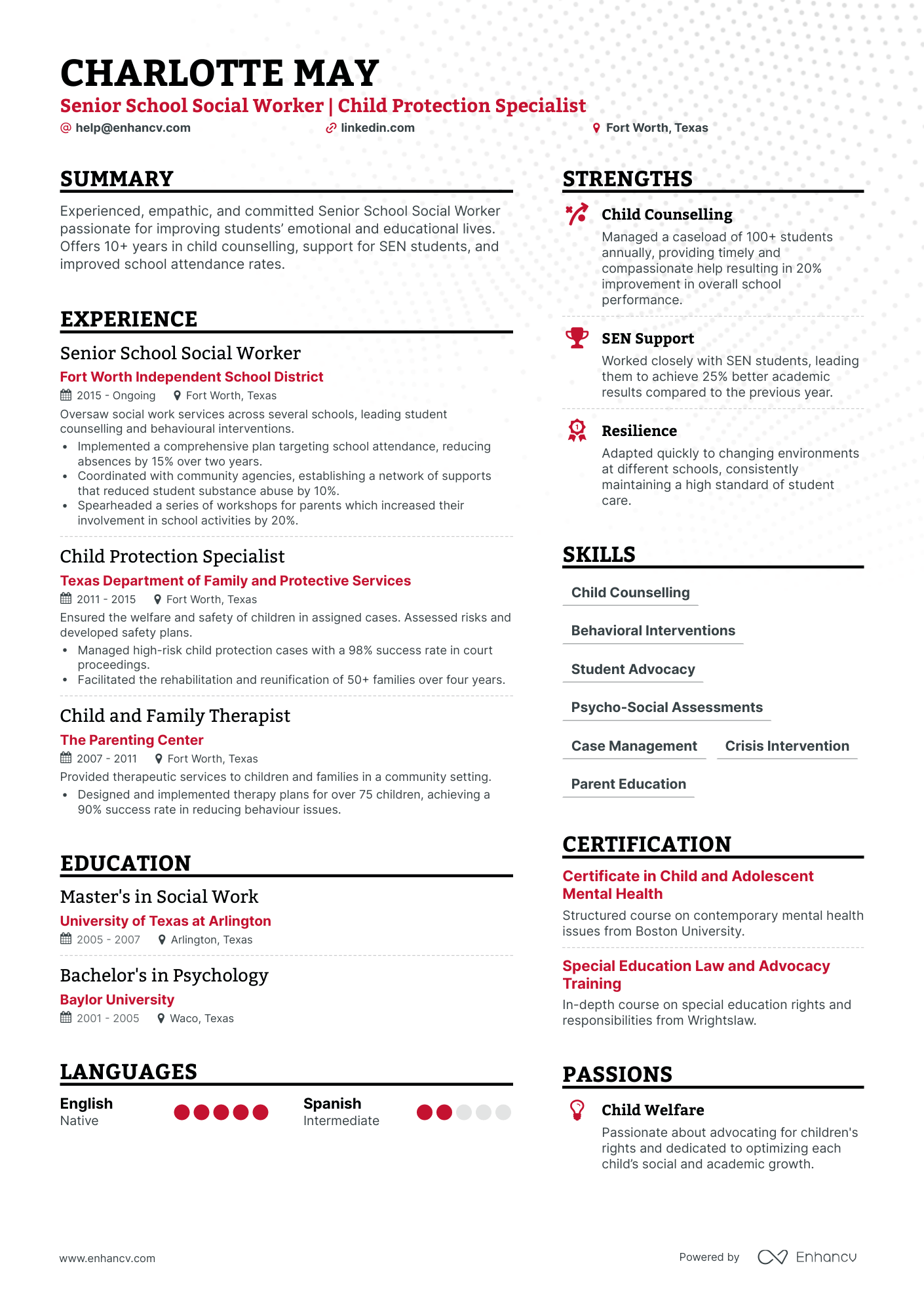5 School Social Worker Resume Examples & Guide for 2024