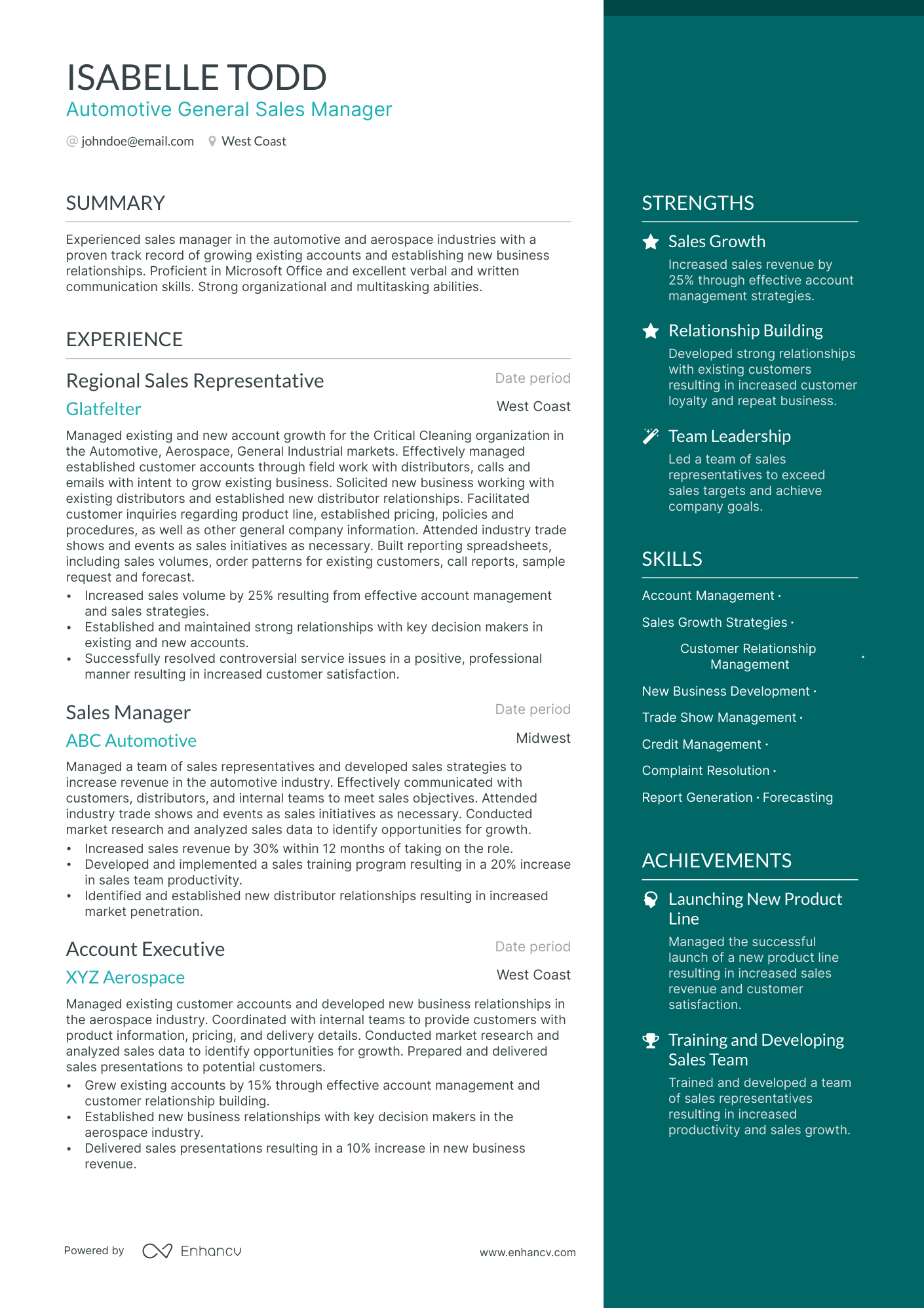 23 Sales Manager Resume Examples & Guide for 2024