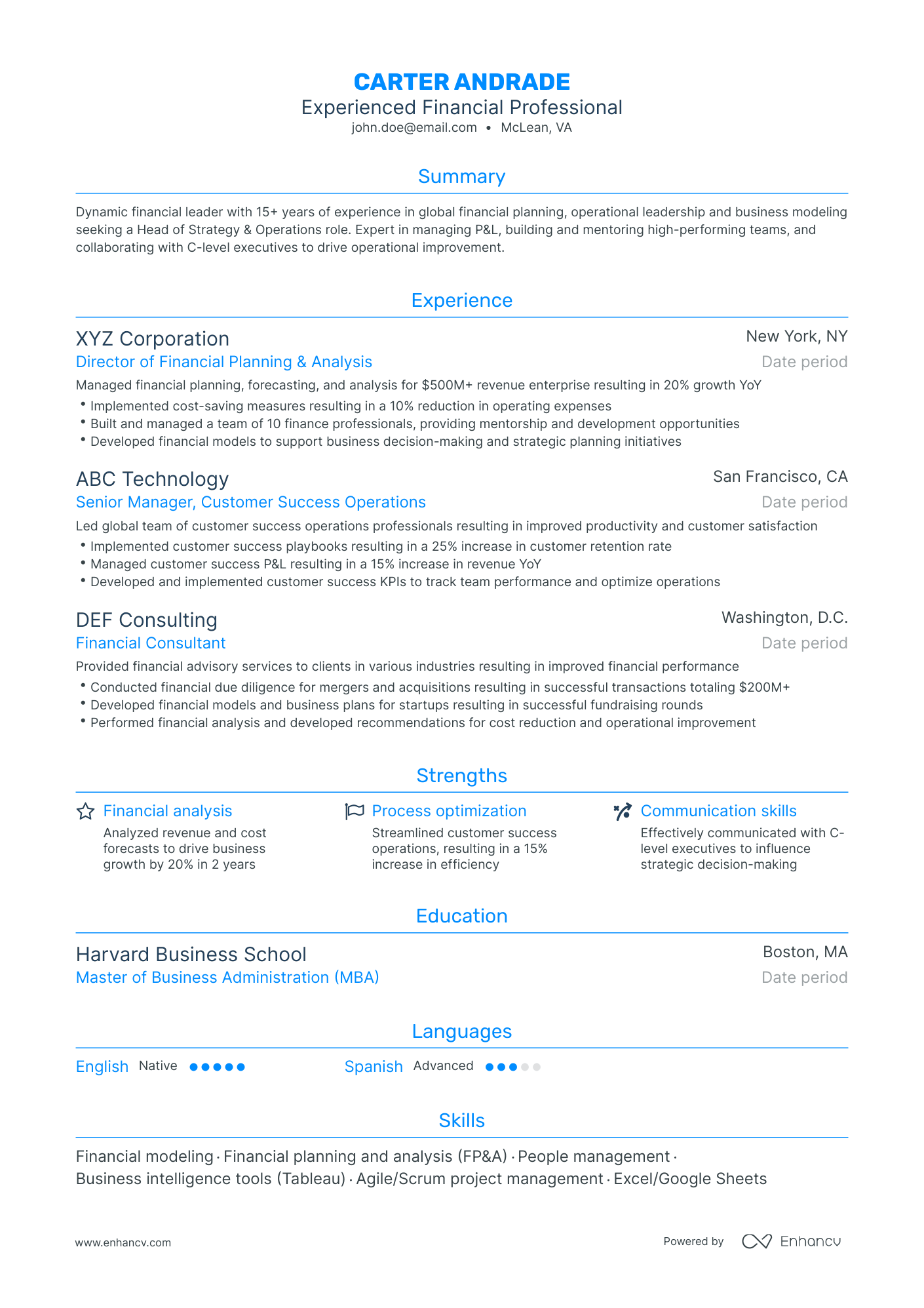 5 Financial Professional Resume Examples & Guide for 2023