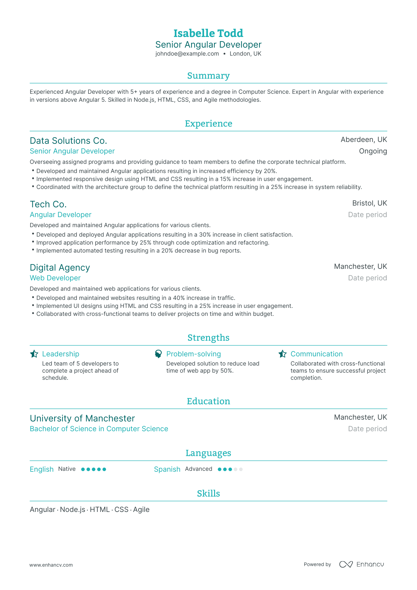 5 Angular Developer Resume Examples & Guide for 2023