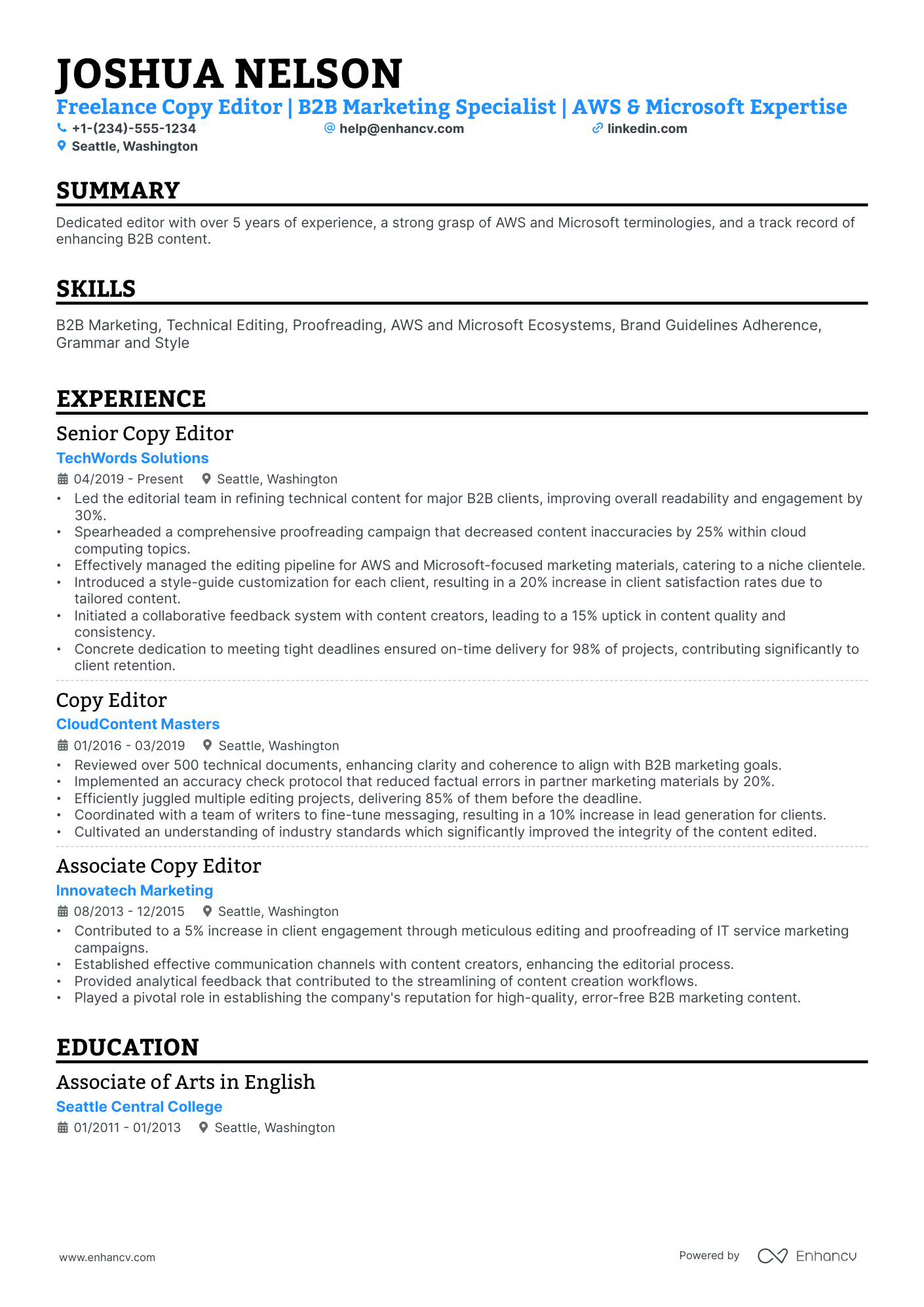 10 Freelance Copy Editor Resume Examples & Guide for 2025