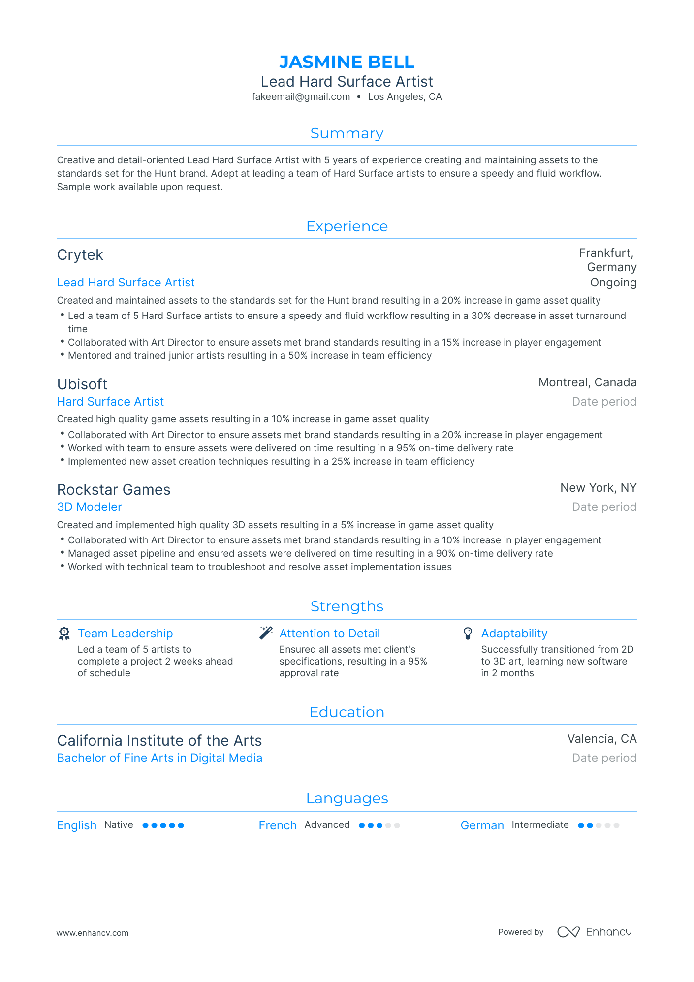 5 Freelance Artist Resume Examples & Guide for 2024
