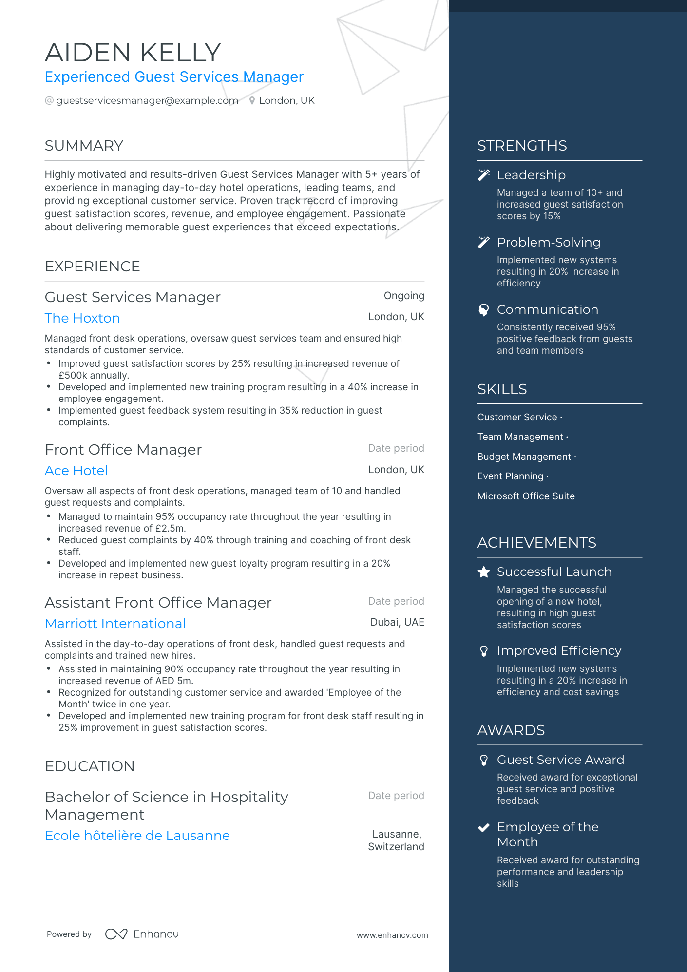 5 Guest Services Manager Resume Examples & Guide for 2023
