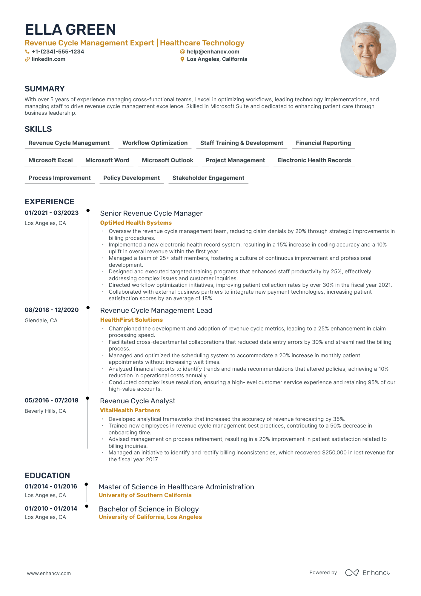 5 Revenue Cycle Manager Resume Examples & Guide for 2024