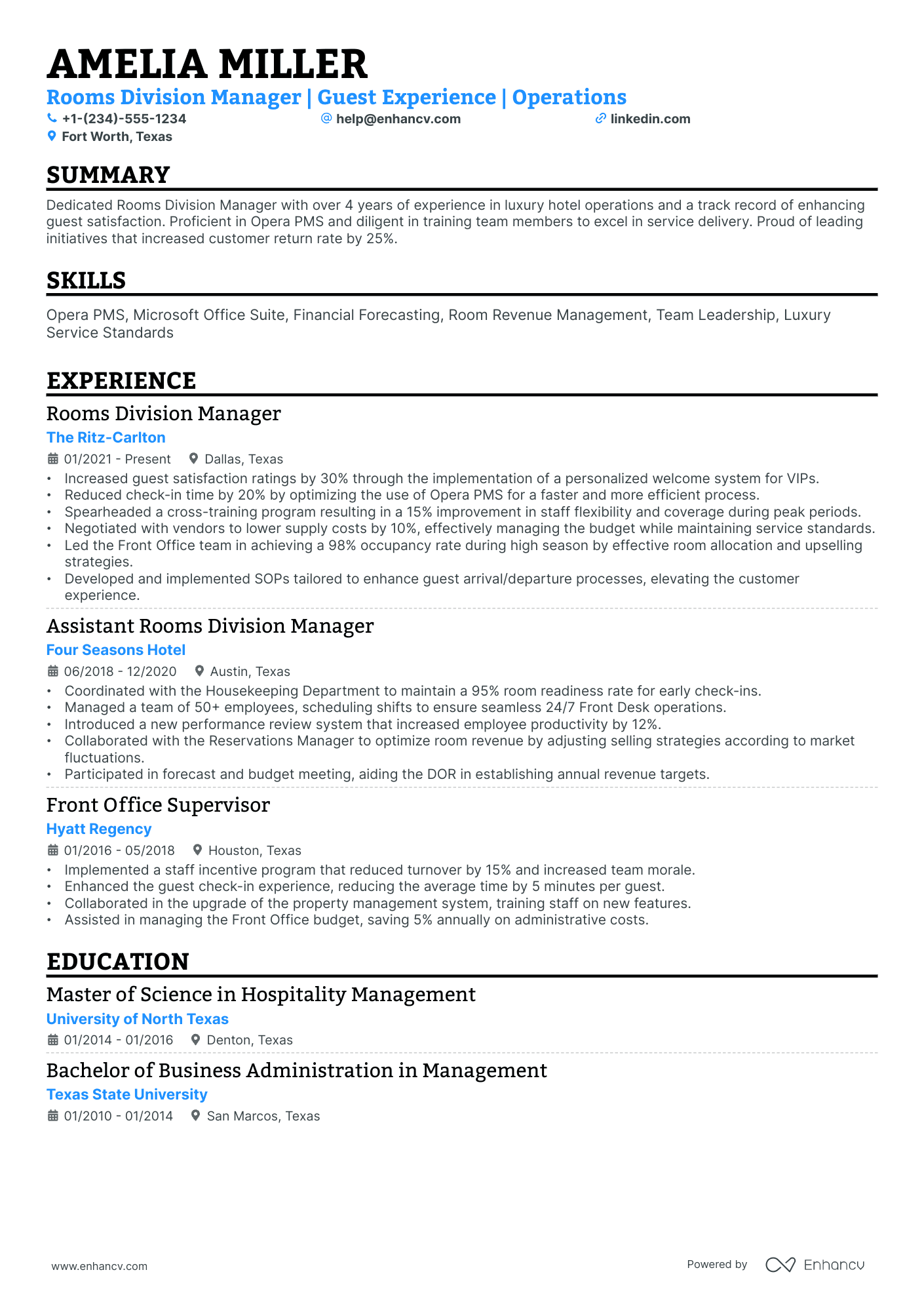 10 Front Office Manager Resume Examples & Guide for 2026