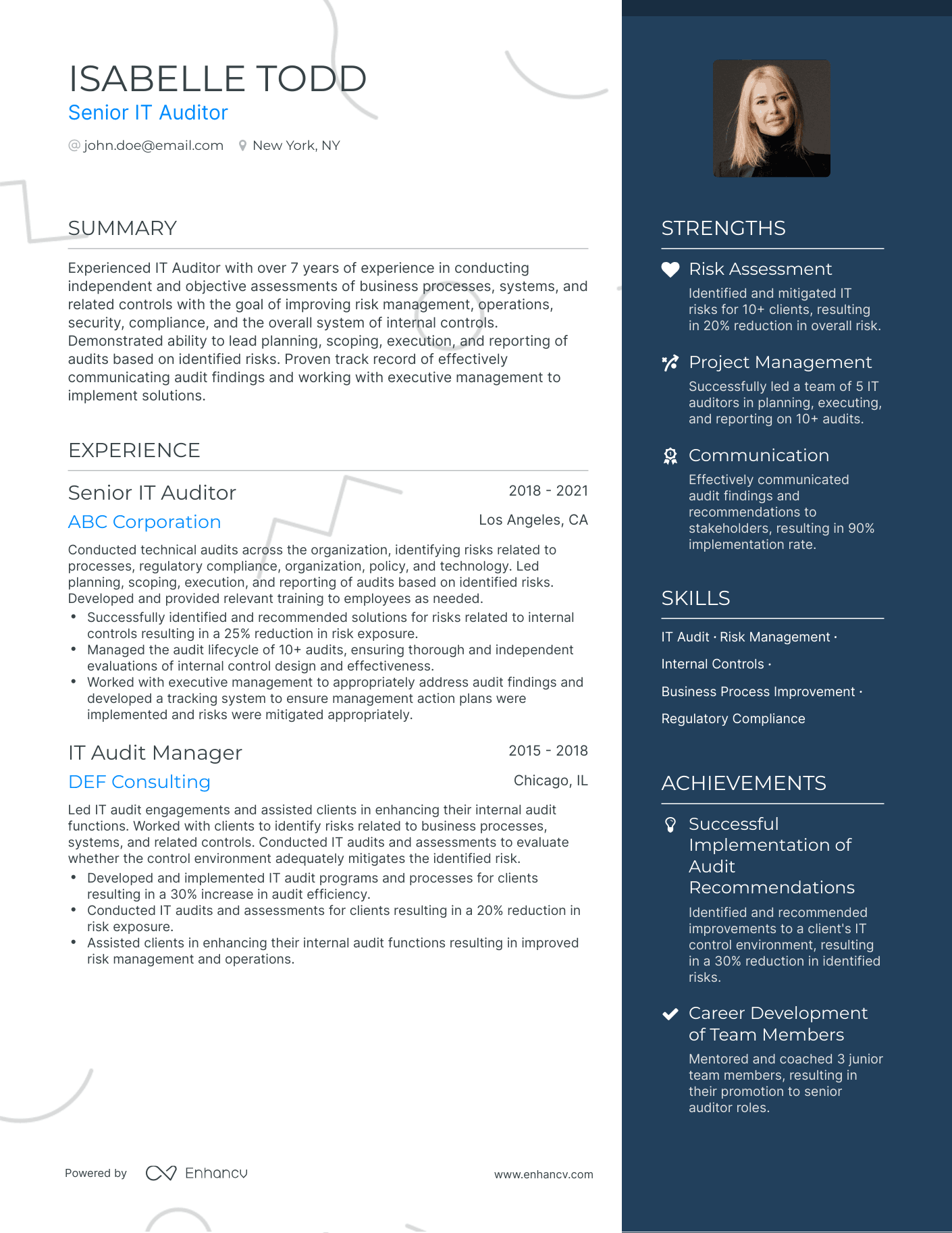 5 IT Auditor Resume Examples & Guide for 2024
