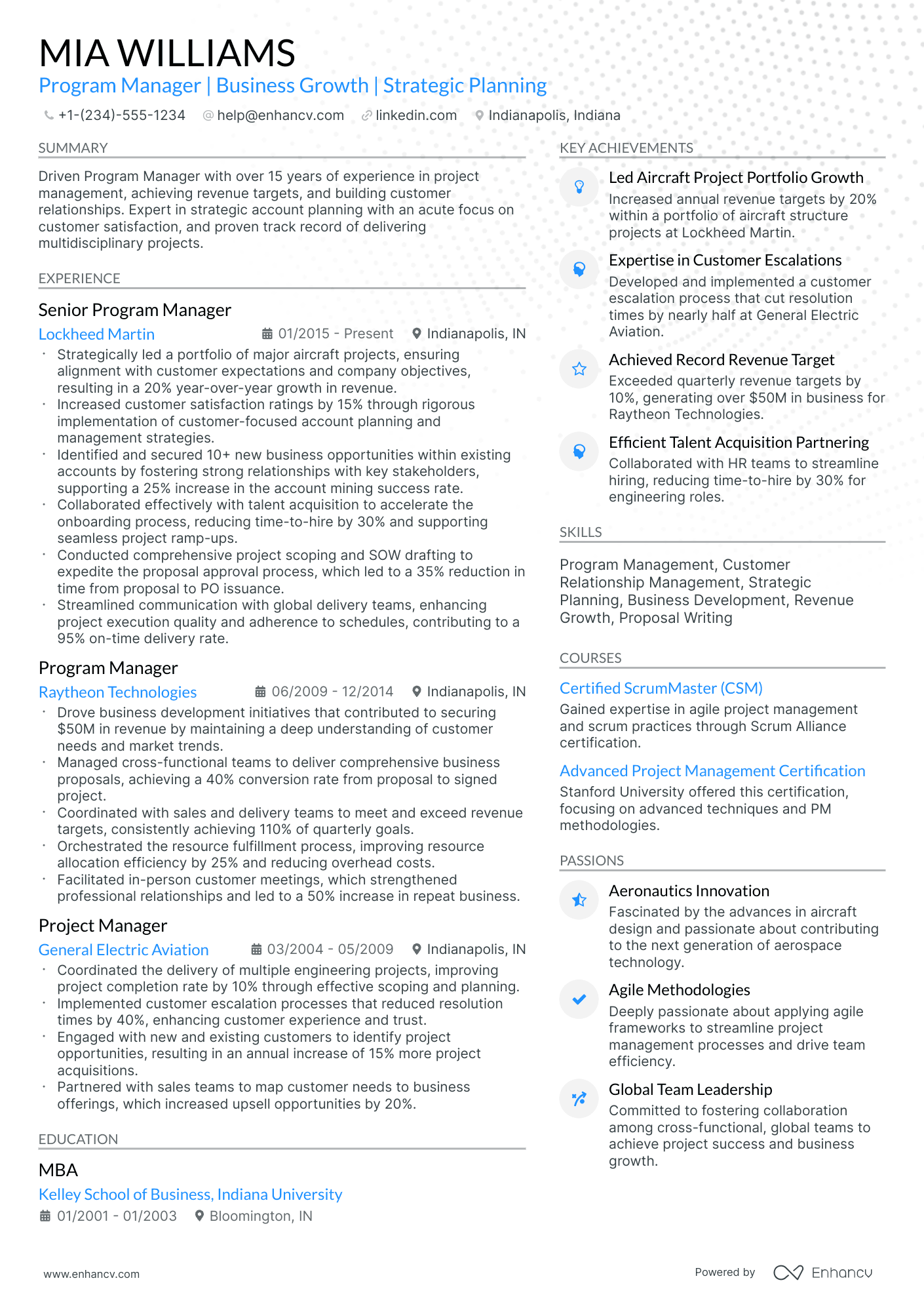 10 Aerospace Program Manager Resume Examples & Guide for 2026