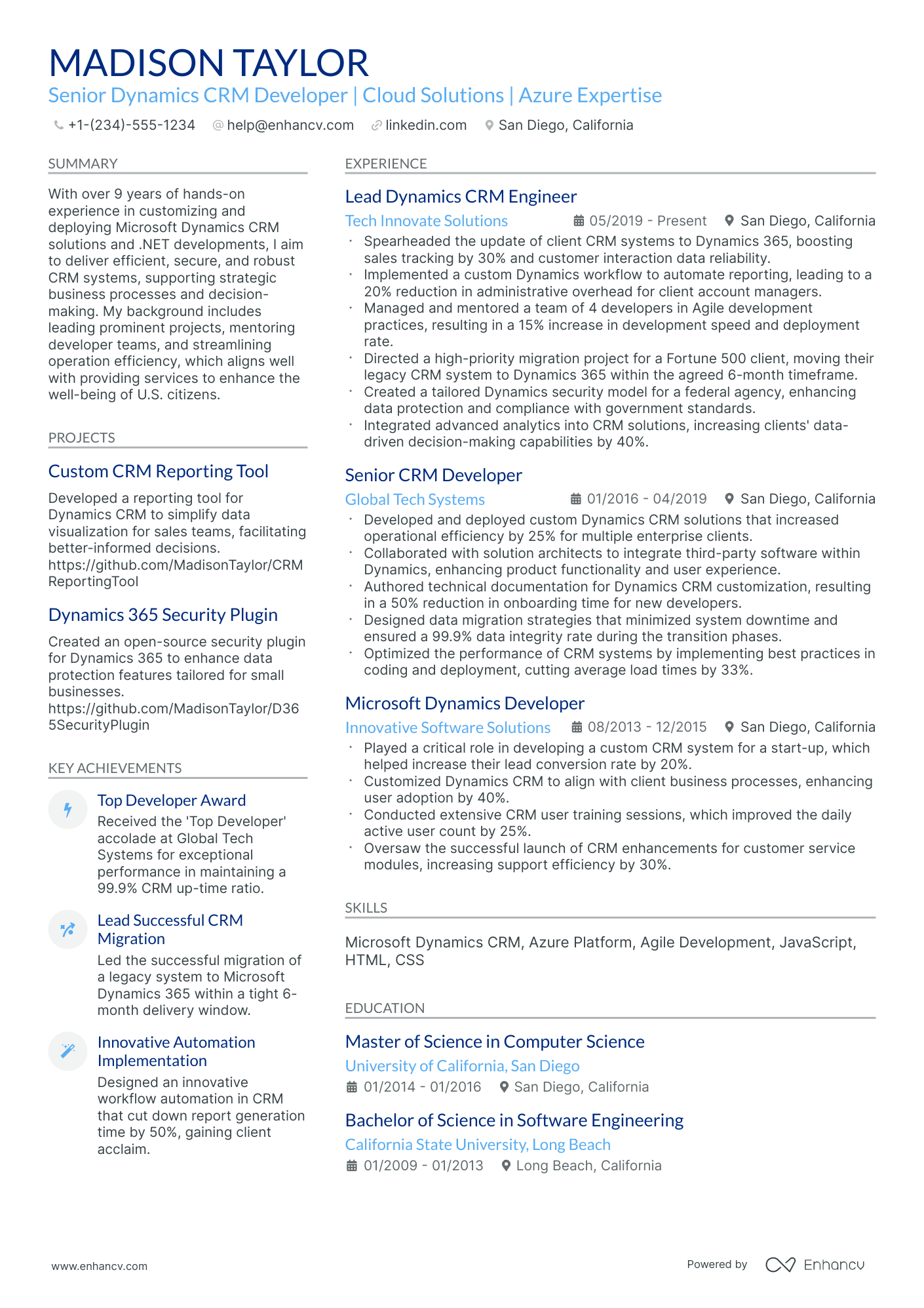 10 CRM Developer Resume Examples & Guide for 2025