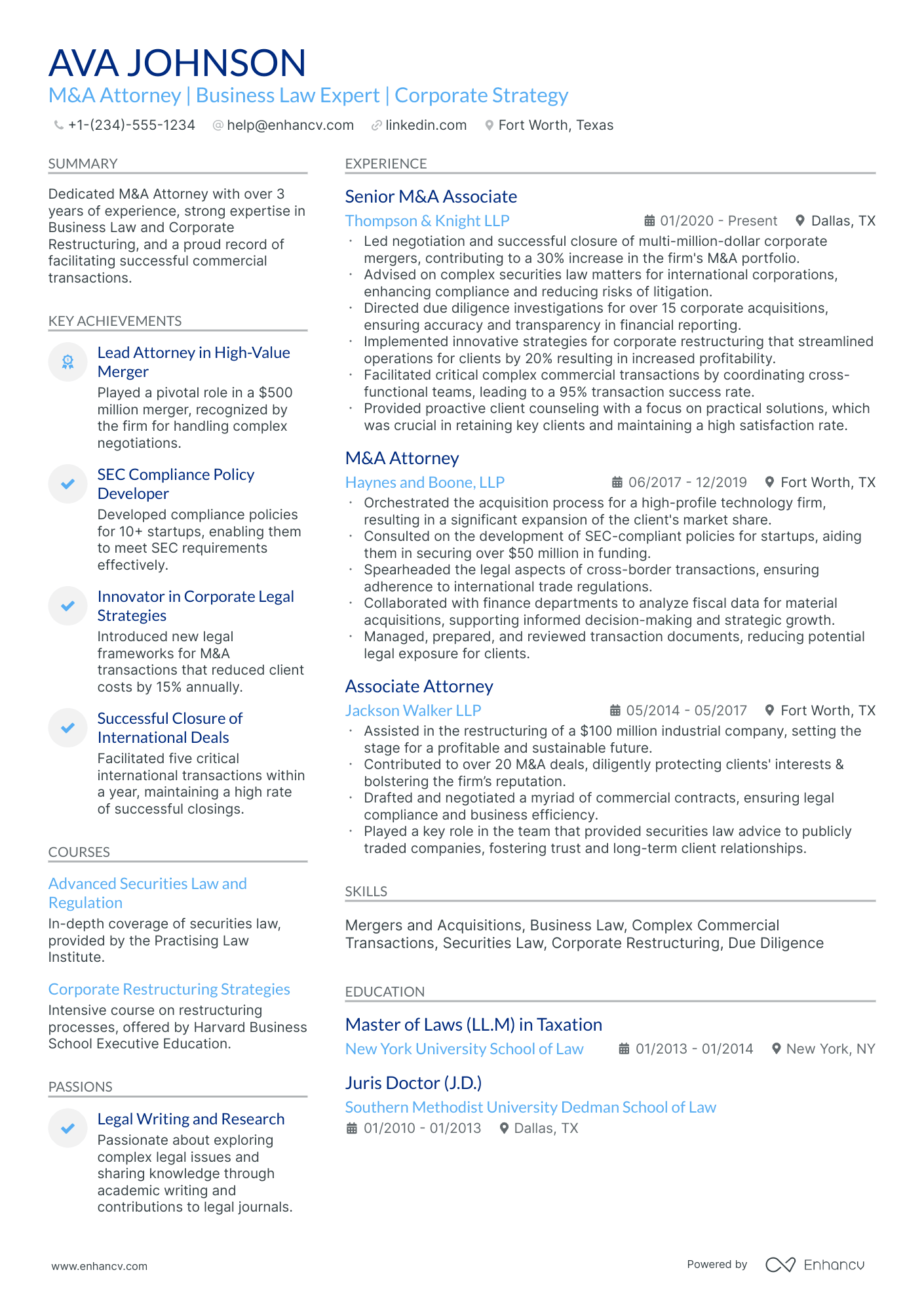 10 M&A Lawyer Resume Examples & Guide for 2026