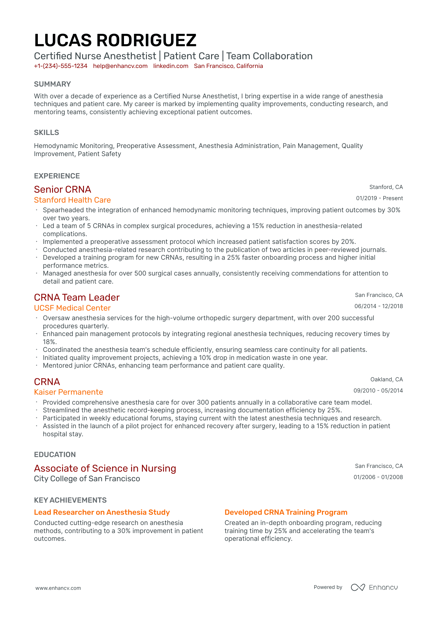 10 Nurse Anesthetist Resume Examples & Guide for 2026