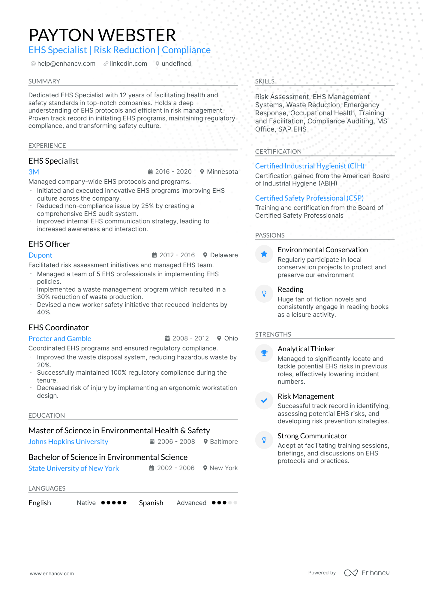10 EHS Specialist Resume Examples & Guide for 2026