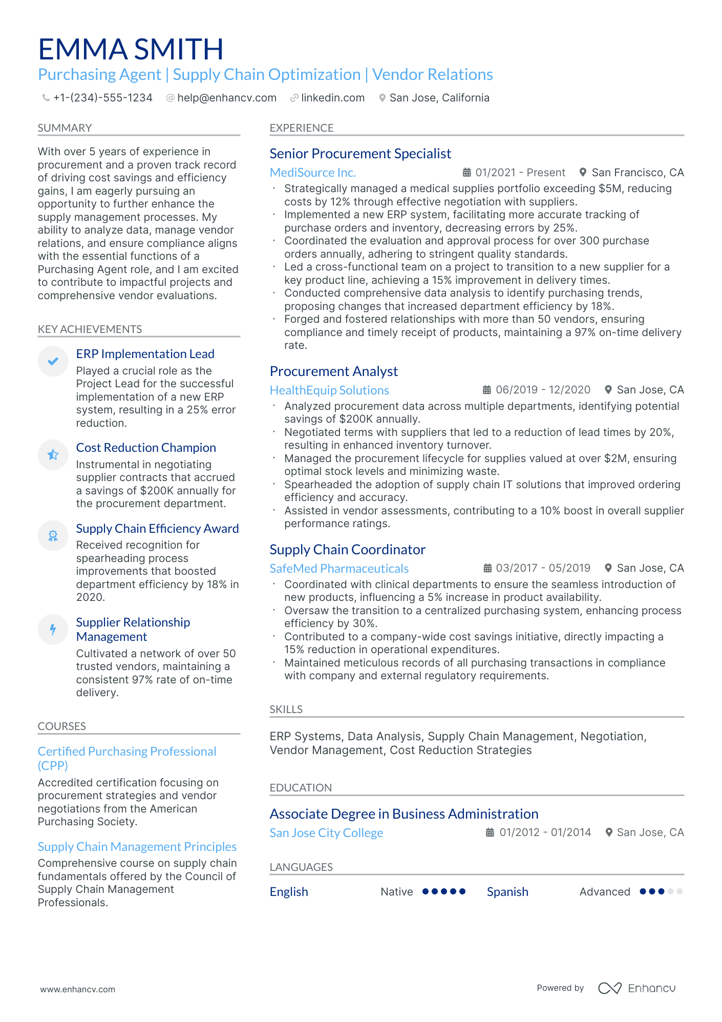 10 Purchasing Agent Resume Examples & Guide for 2026