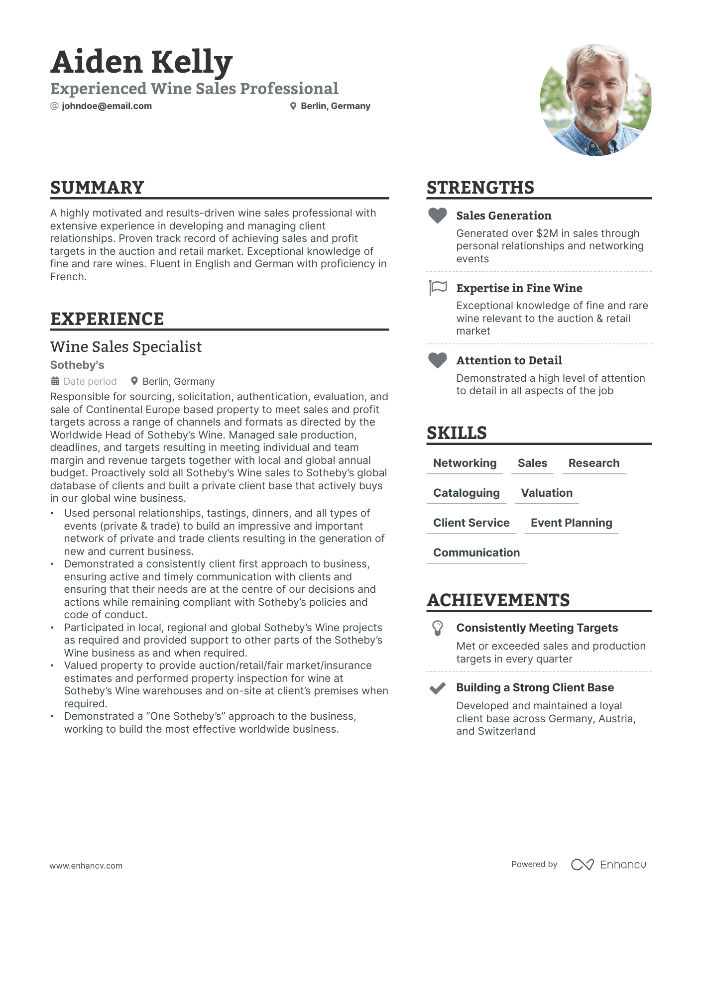 5 Wine Sale Resume Examples & Guide for 2024