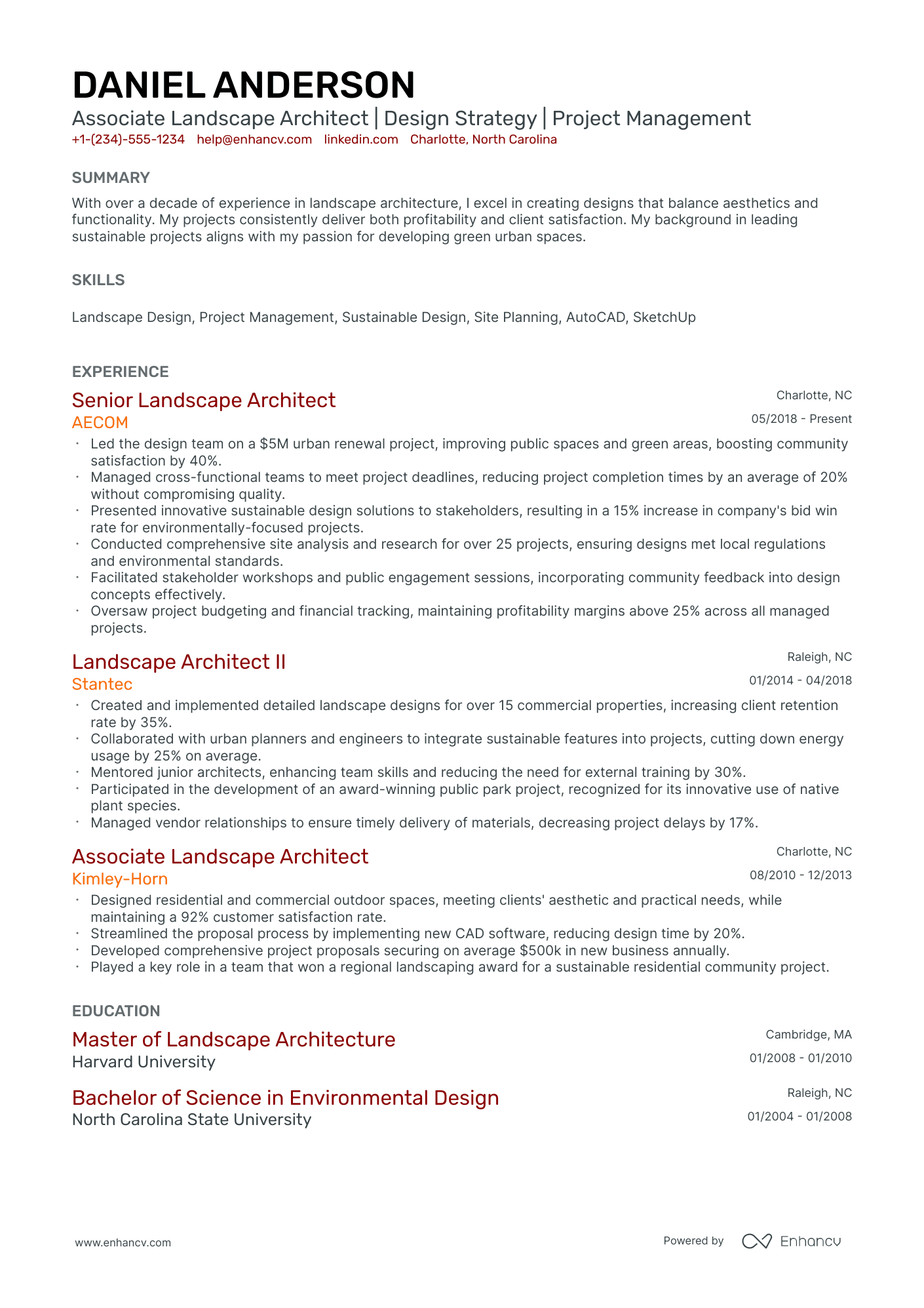 10 Landscape Architect Resume Examples & Guide for 2026