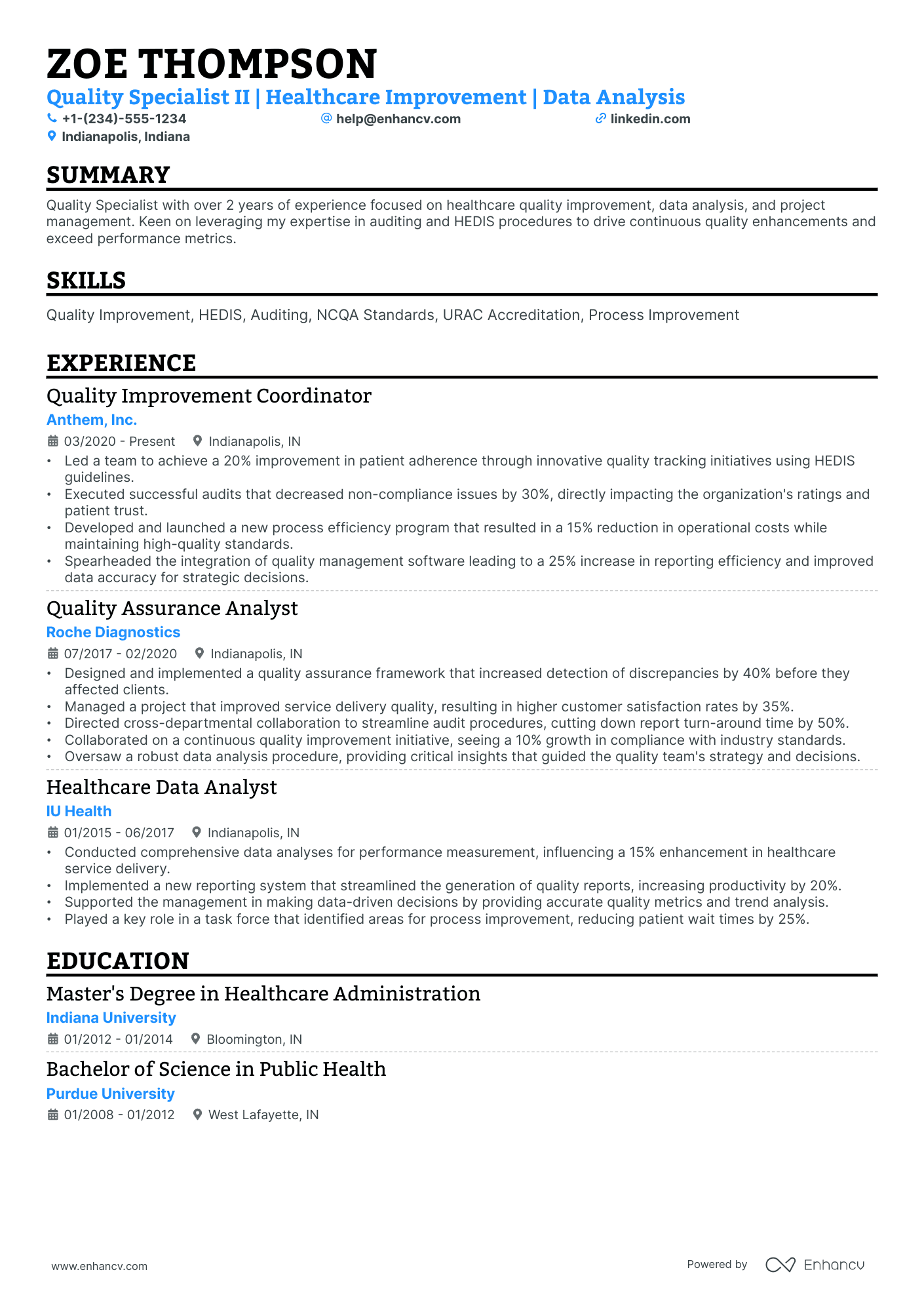 10 Quality Specialist Resume Examples & Guide for 2025
