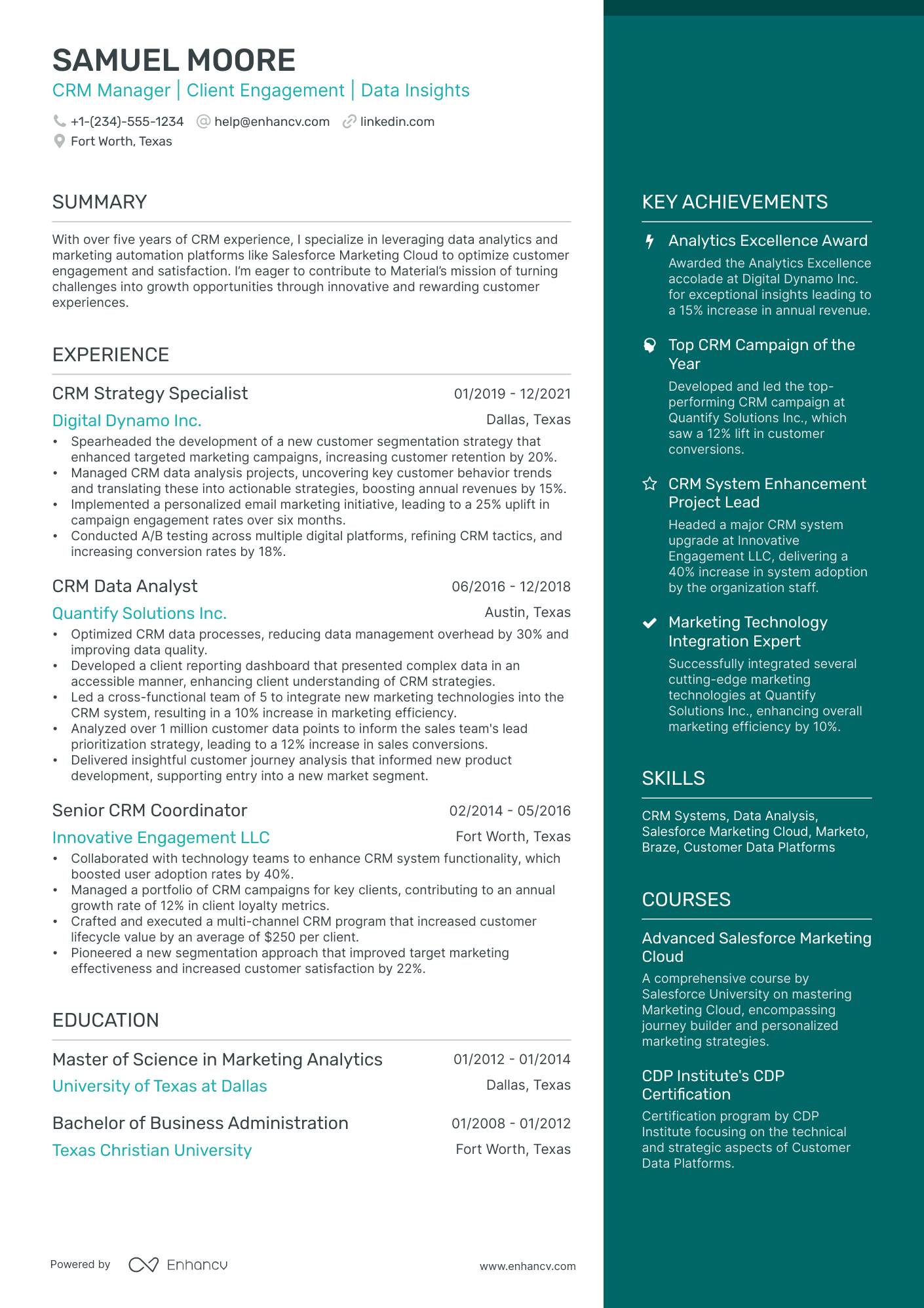 10 CRM Manager Resume Examples & Guide for 2025