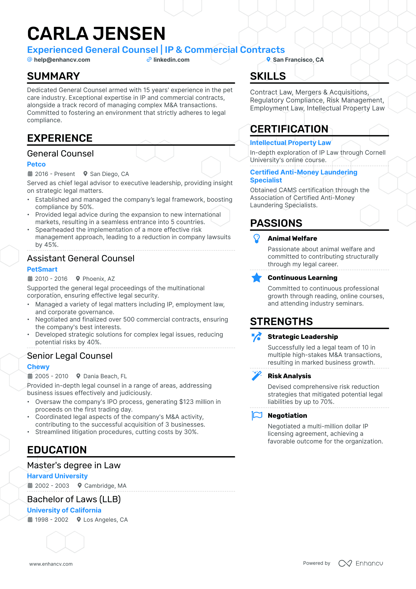 10 General Counsel Resume Examples & Guide for 2026