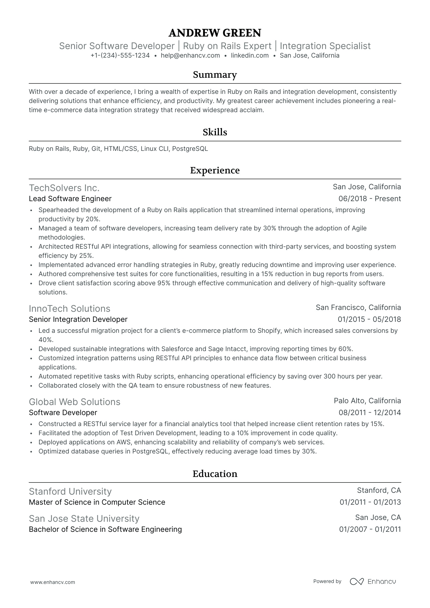10 Ruby On Rails Developer Resume Examples & Guide for 2026
