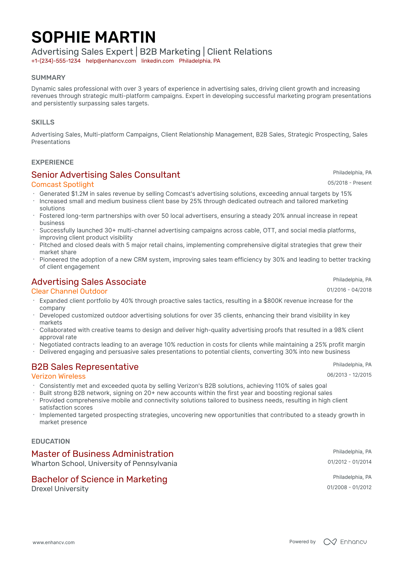 10 Advertising Sales Executive Resume Examples & Guide for 2026