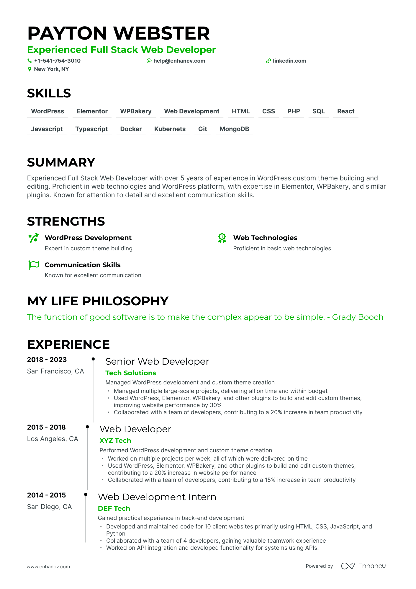24 Web Developer Resume Examples & Guide for 2024