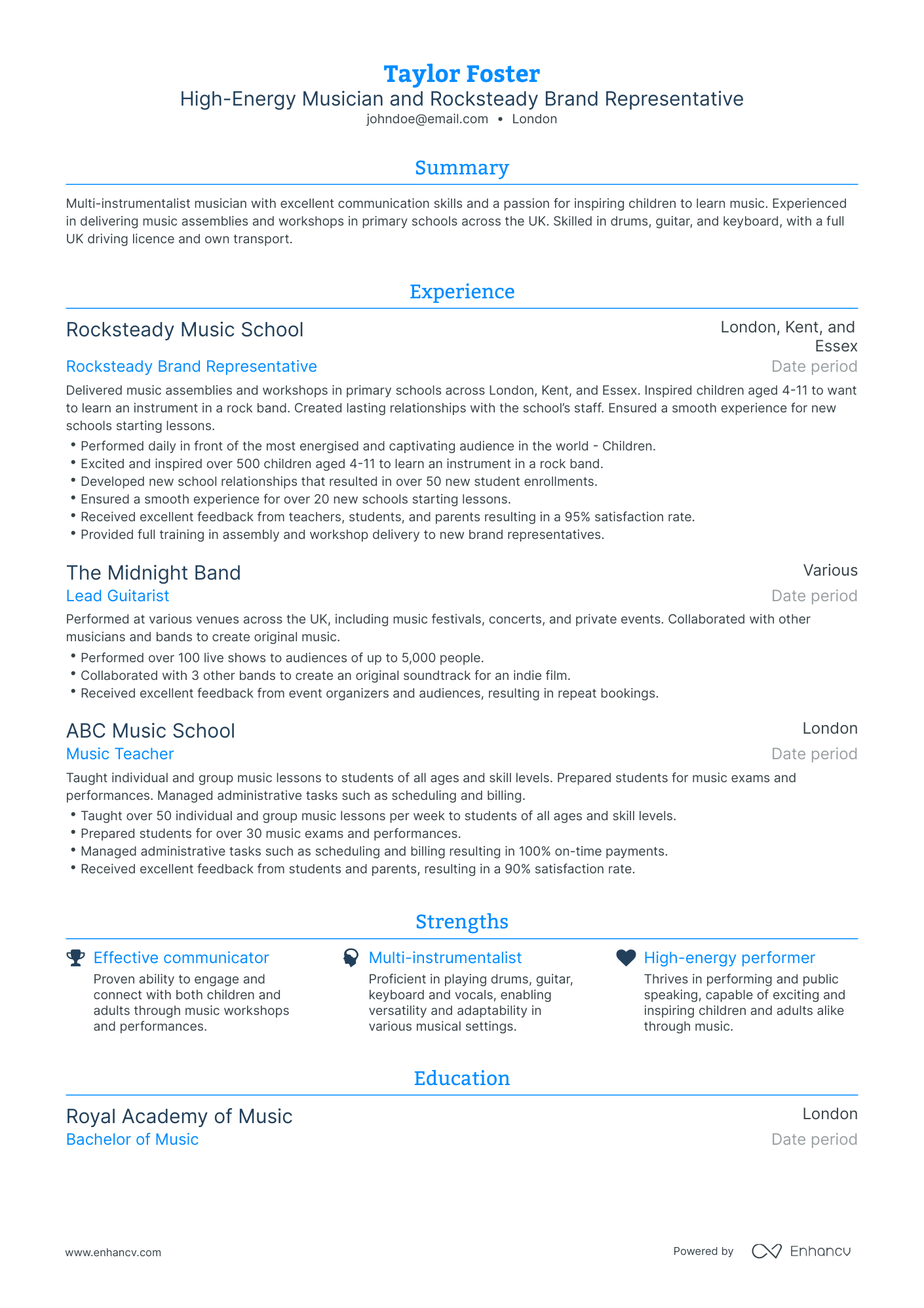 3 Musician Resume Examples & Guide for 2023