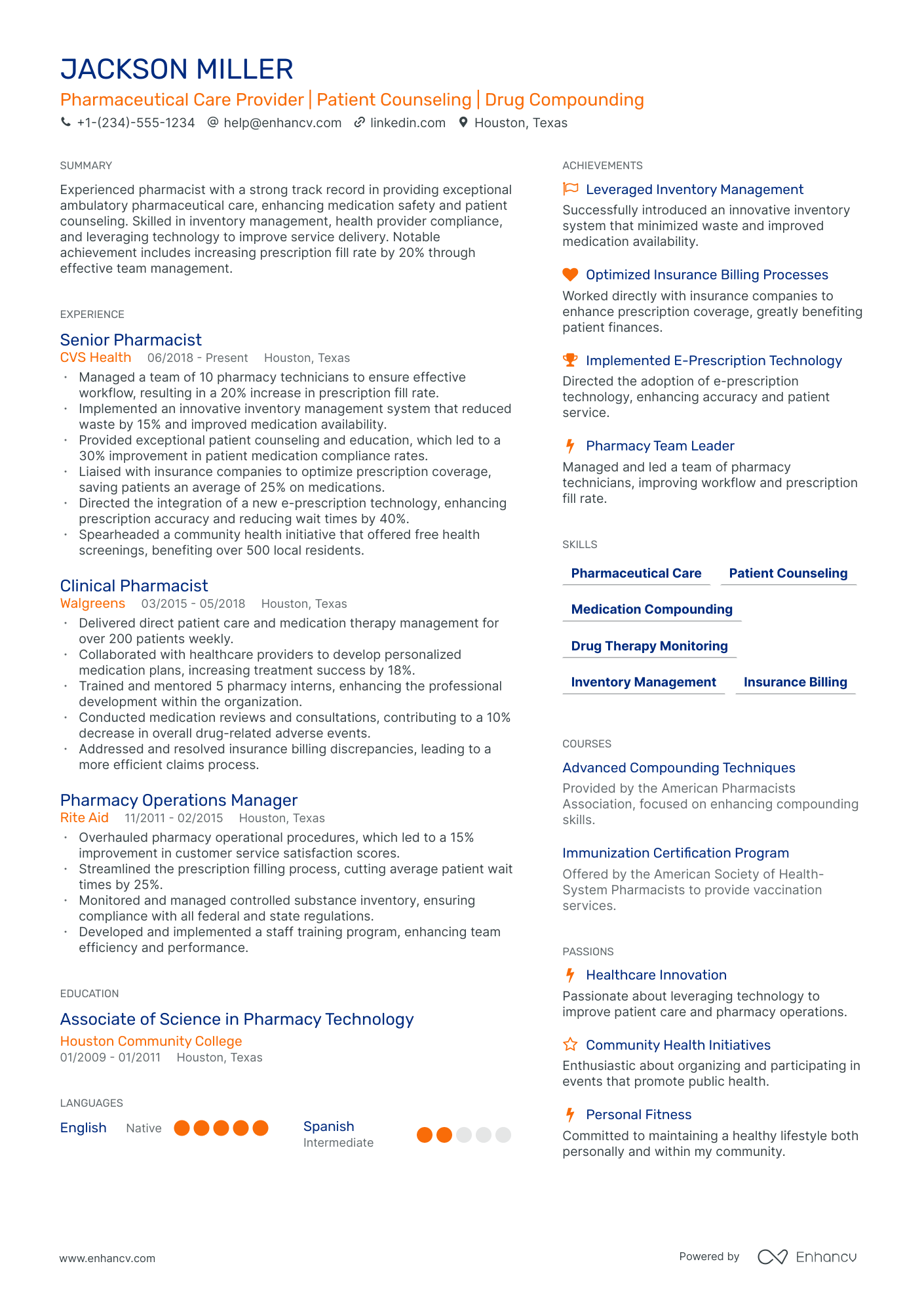 5 Retail Pharmacist Resume Examples & Guide for 2024