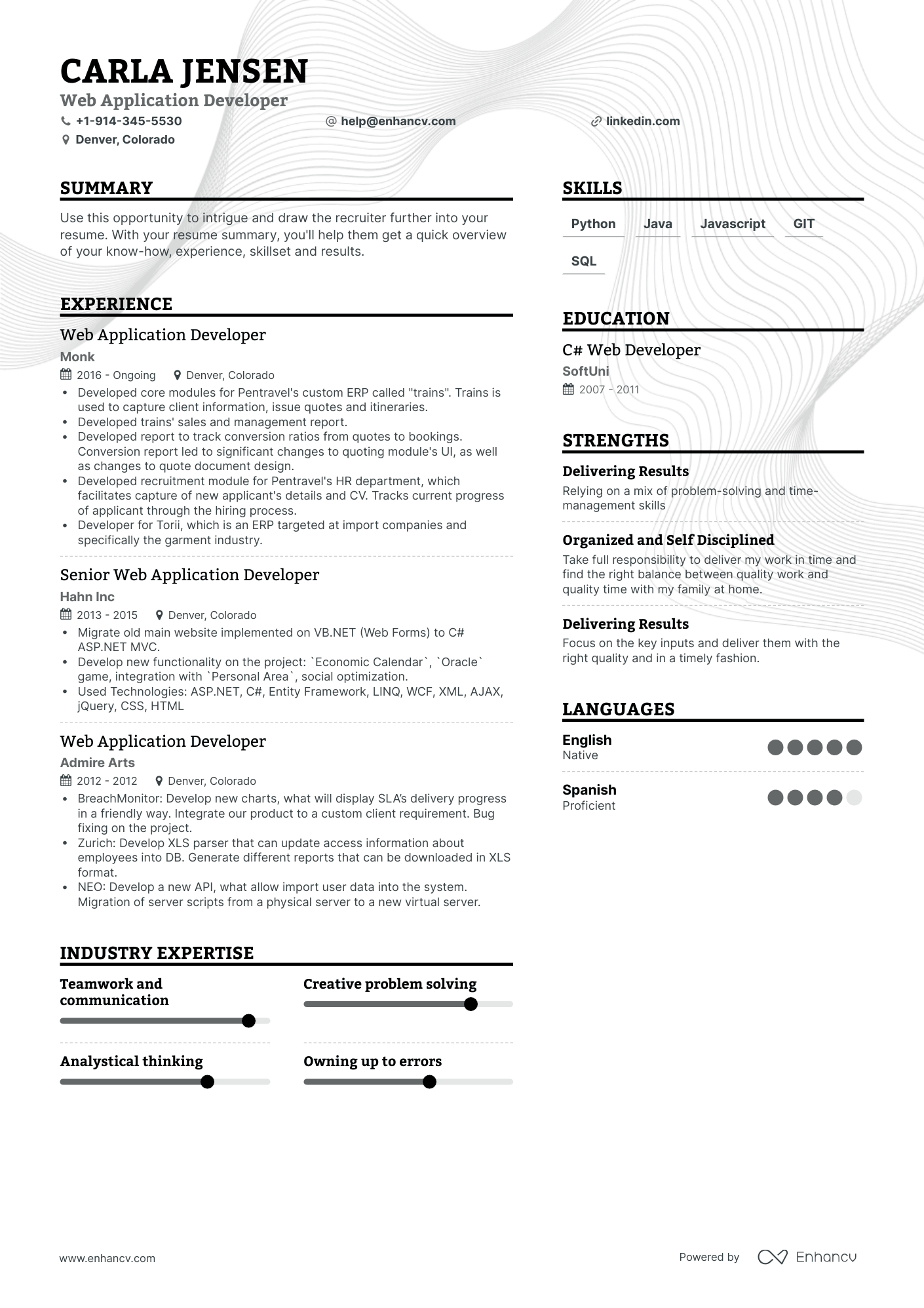 Web Application Developer Resume Examples & Guide for 2023 (Layout ...