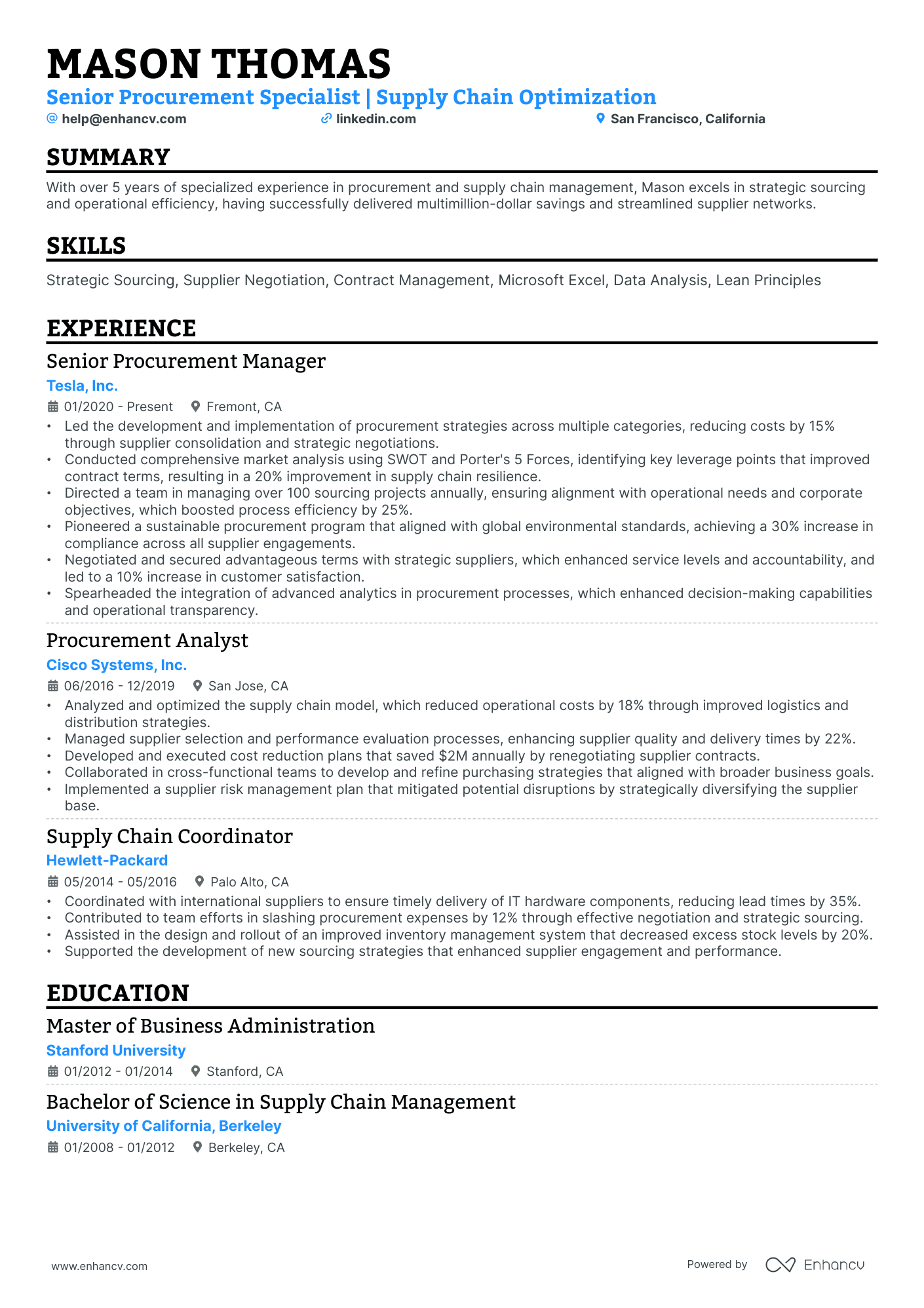 5 Procurement Manager Resume Examples & Guide for 2024