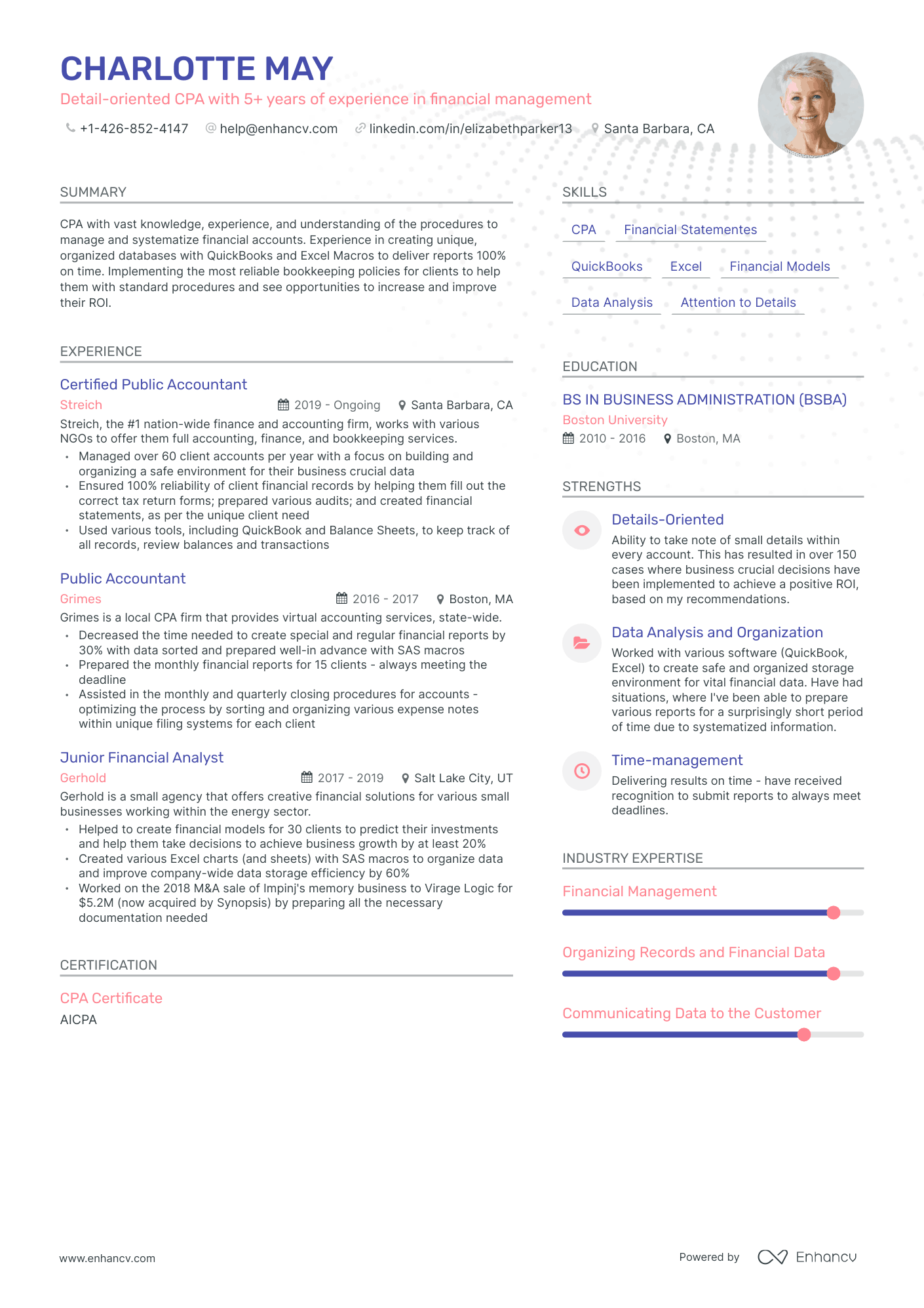 CPA Resume Examples & Guide for 2023 (Layout, Skills, Keywords & Job ...