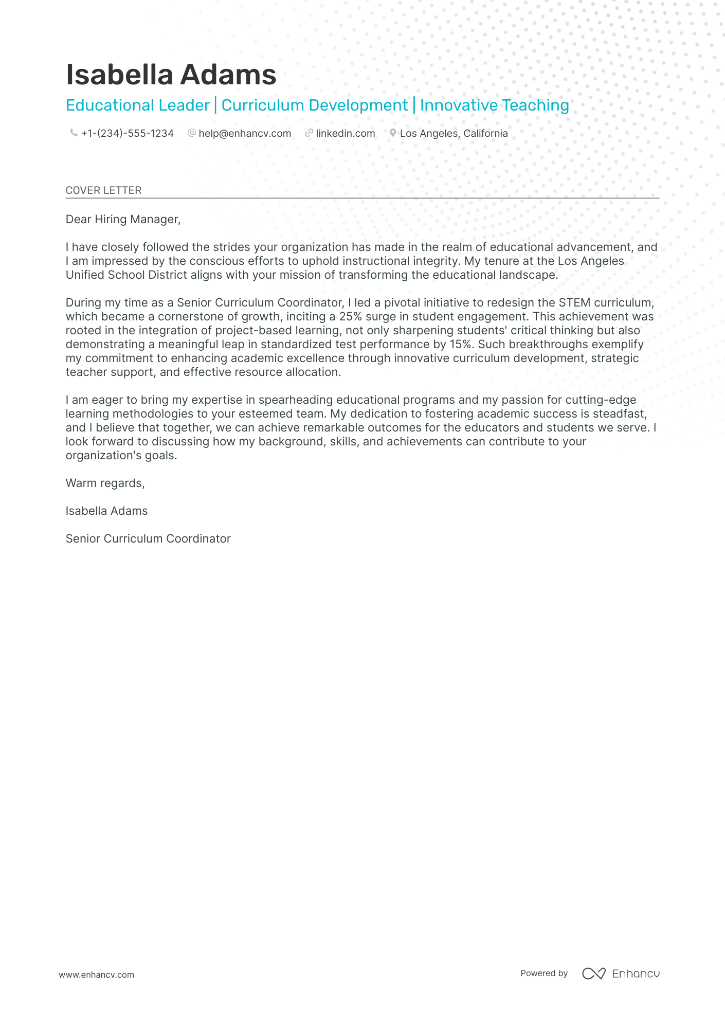 18 Professional Executive Cover Letter Examples and Template for 2026 | Enhancv