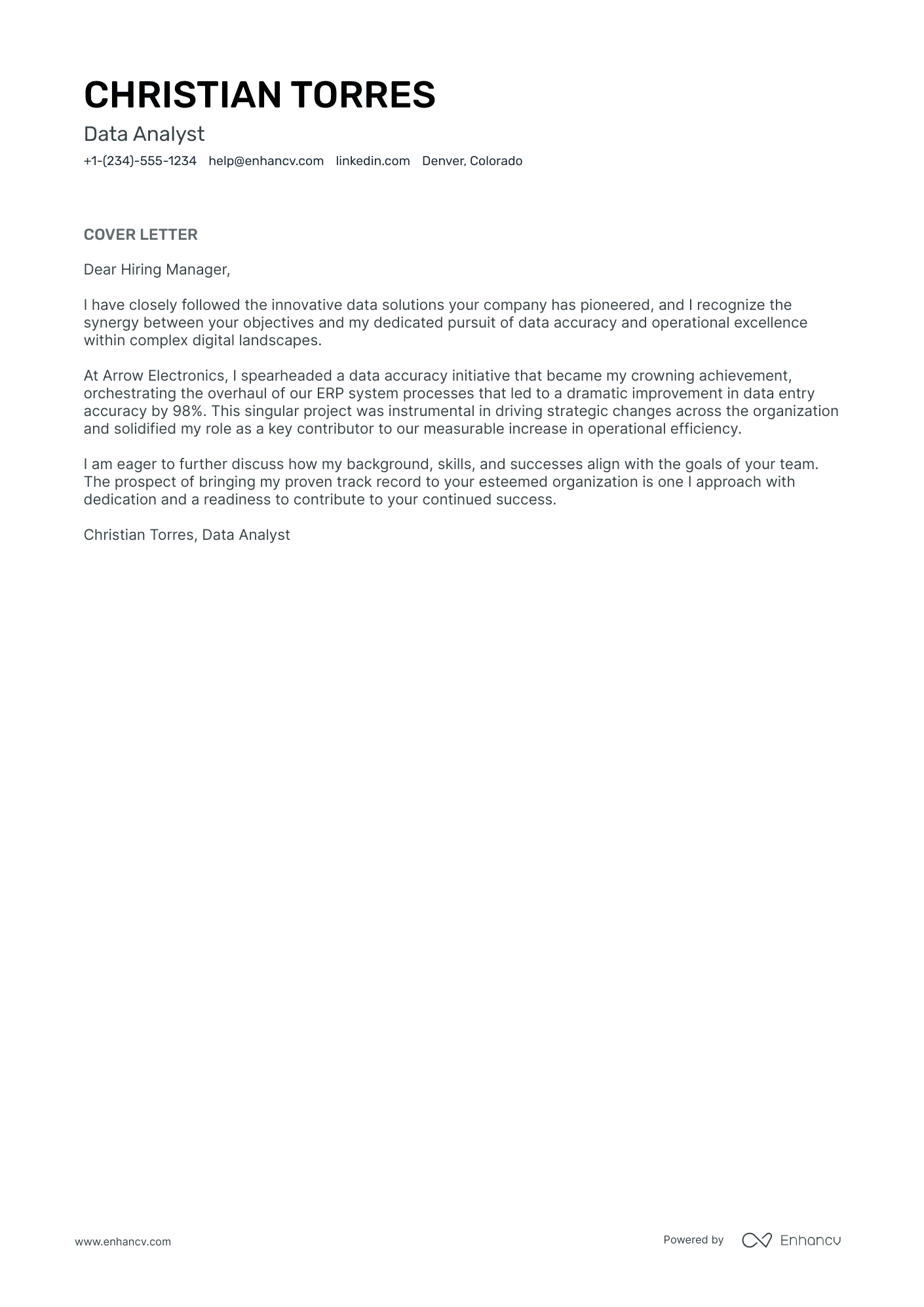 9 Professional Data Entry Cover Letter Examples and Template for 2025 ...