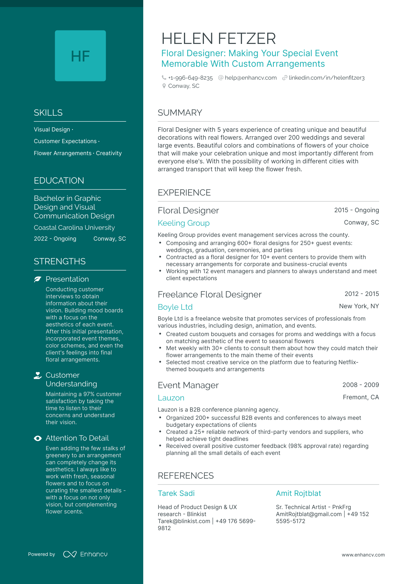 5 Floral Designer Resume Examples & Guide for 2024