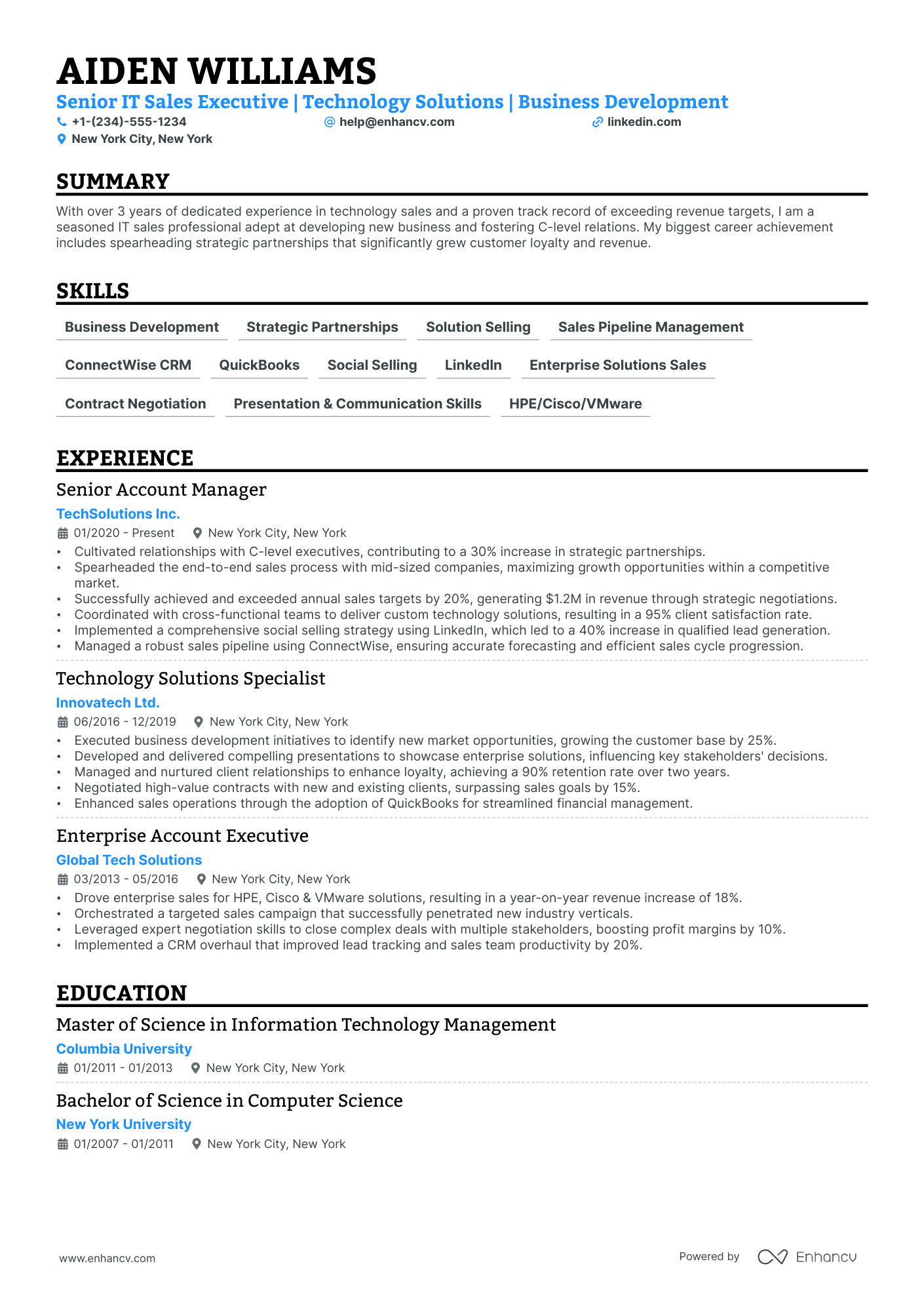 5 IT Sales Executive Resume Examples & Guide for 2024