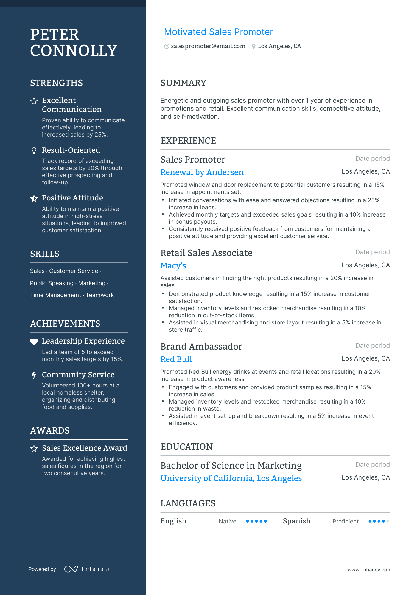 5 Sales Promoter Resume Examples & Guide for 2023