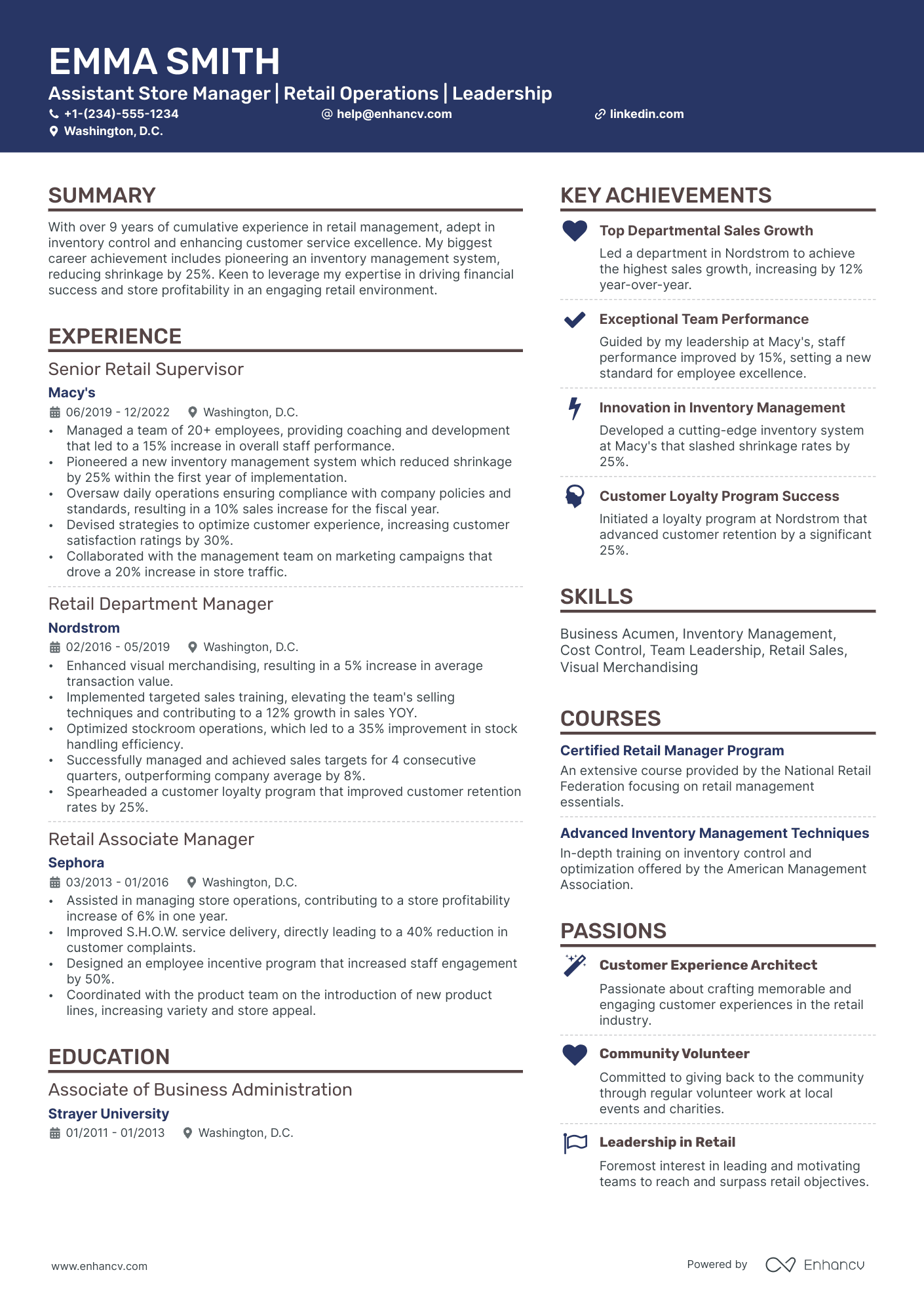 10 Retail Assistant Store Manager Resume Examples & Guide for 2025