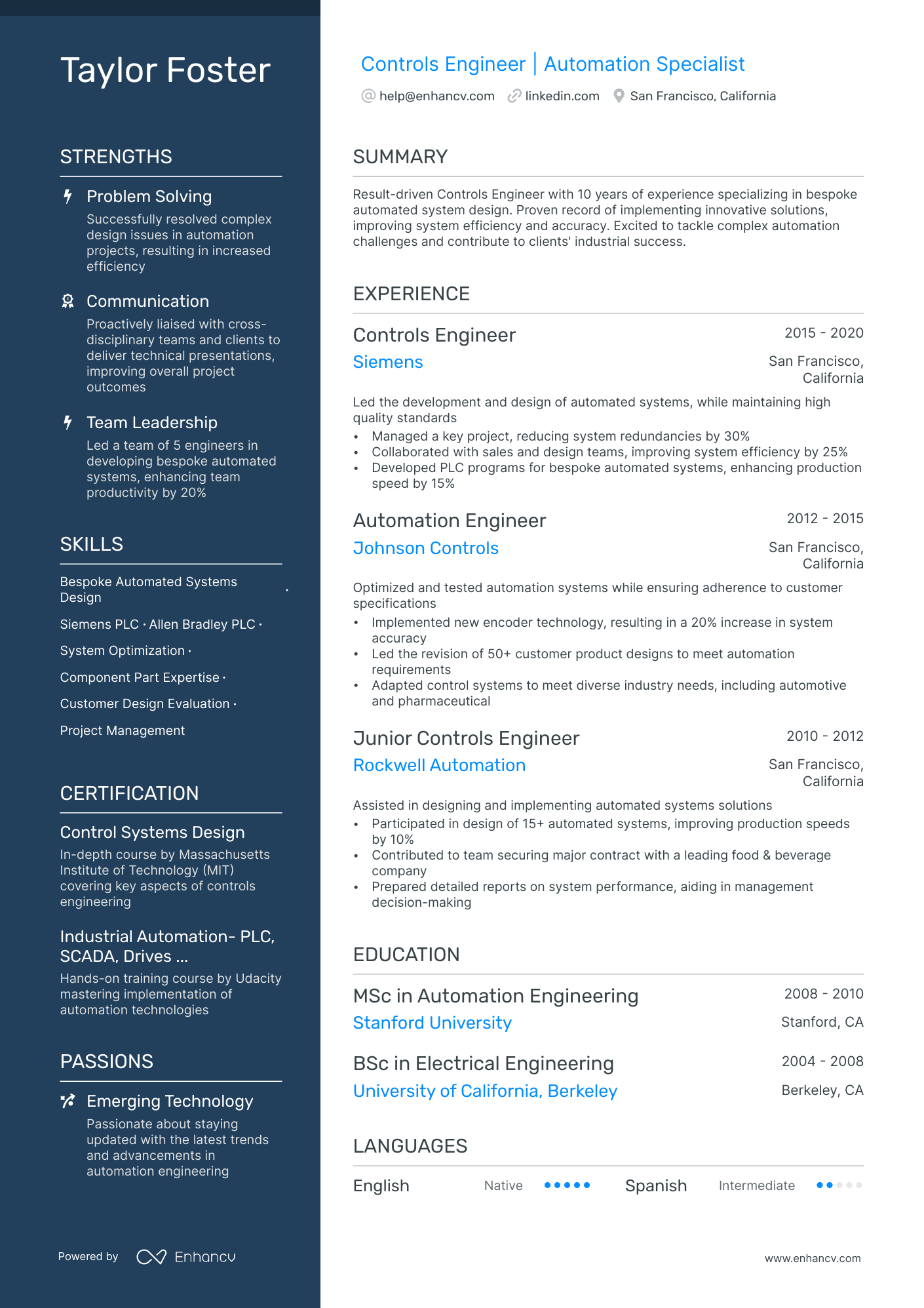 5 Controls Engineer Resume Examples & Guide for 2024