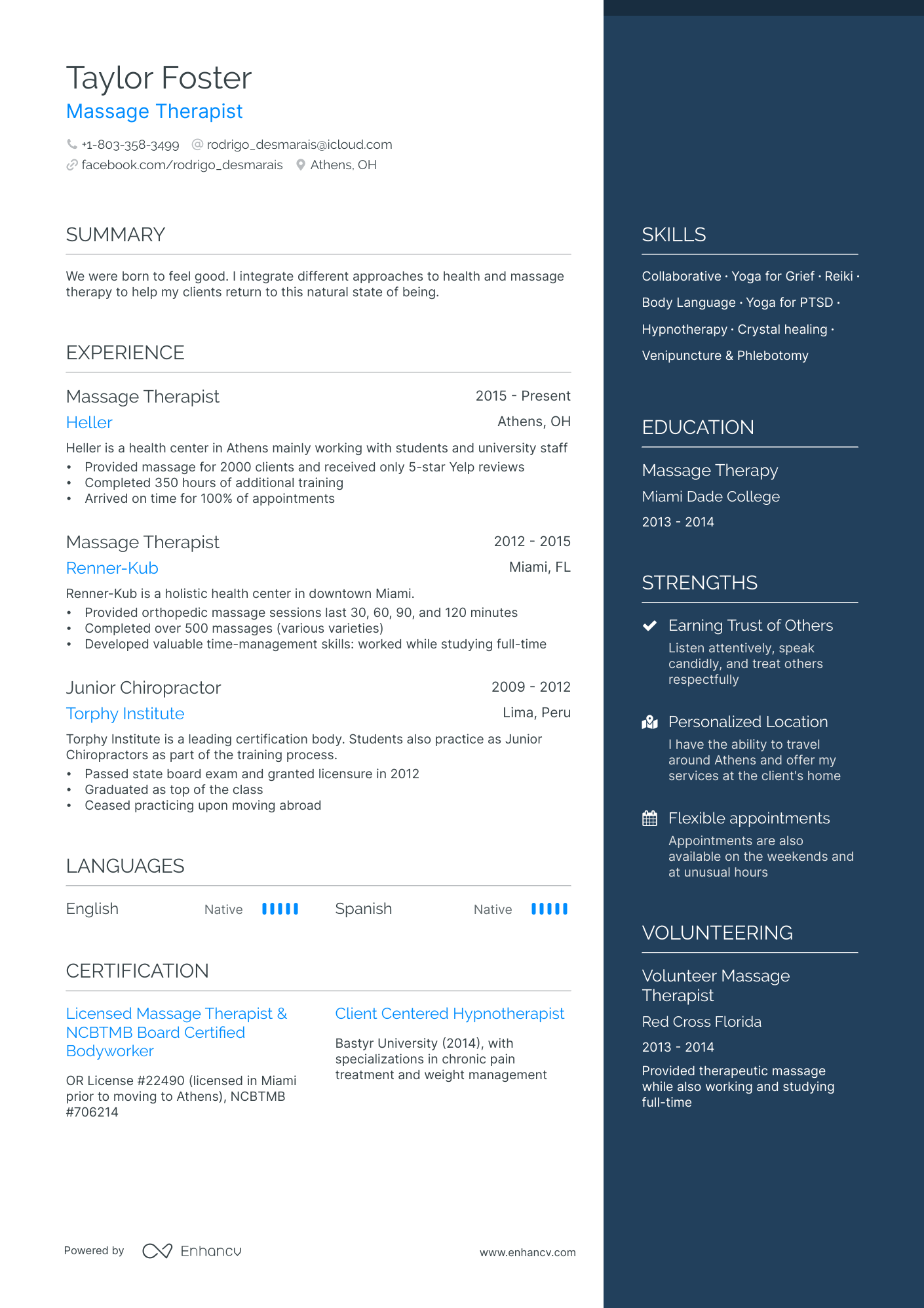 5 Massage Therapist Resume Examples With 10/10 Score In 2025