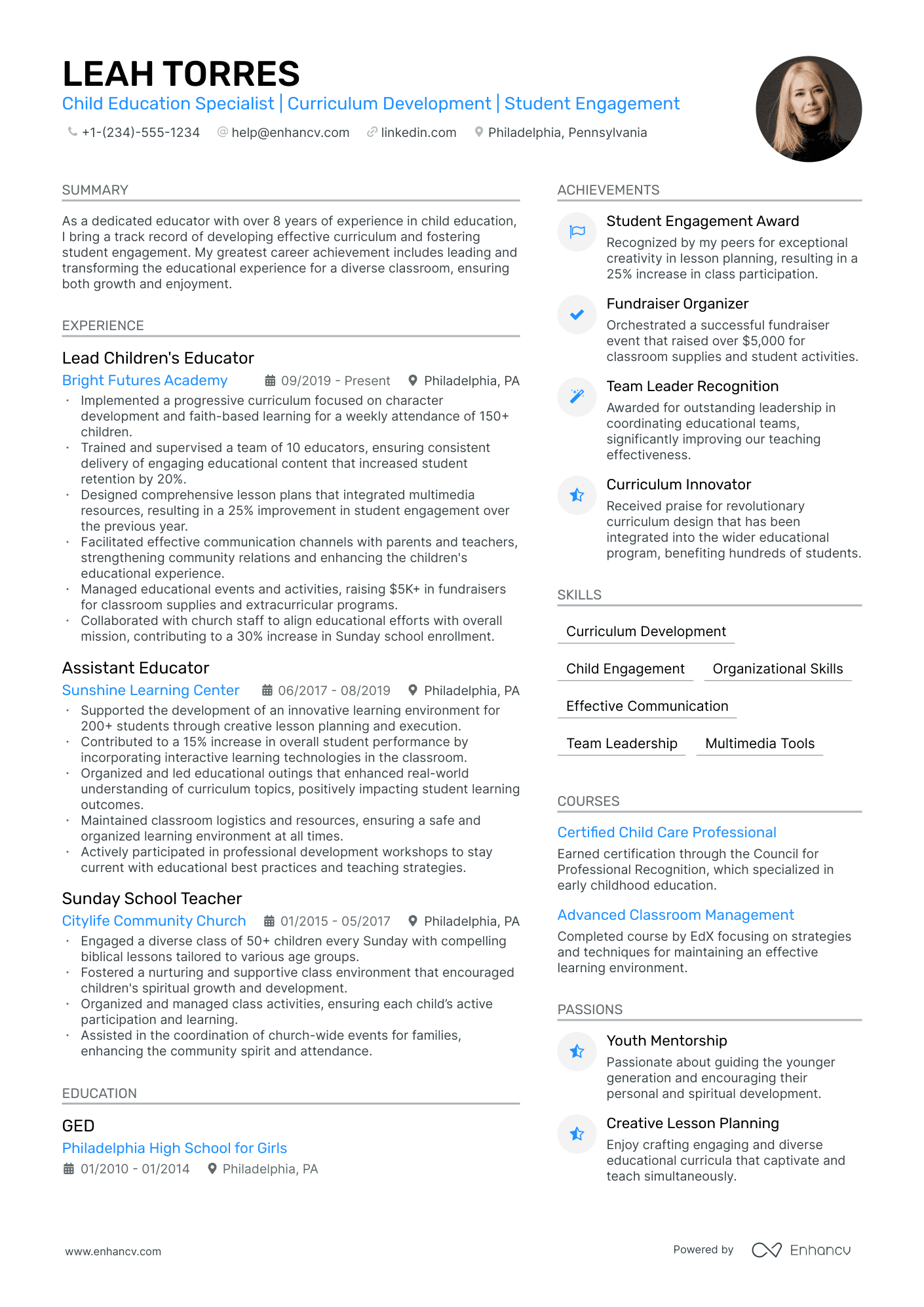 5 Sunday School Teacher Resume Examples & Guide for 2024