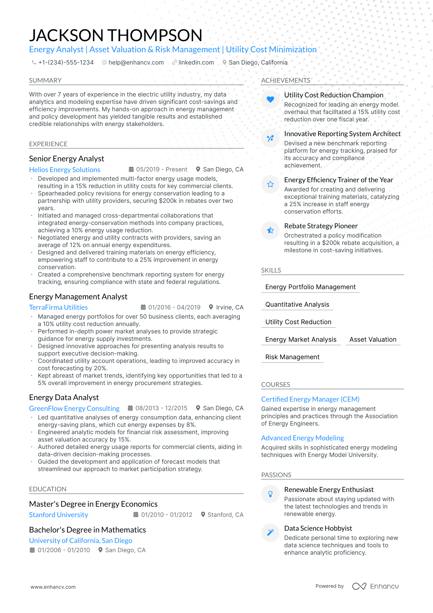 5 Energy Manager Resume Examples & Guide for 2024