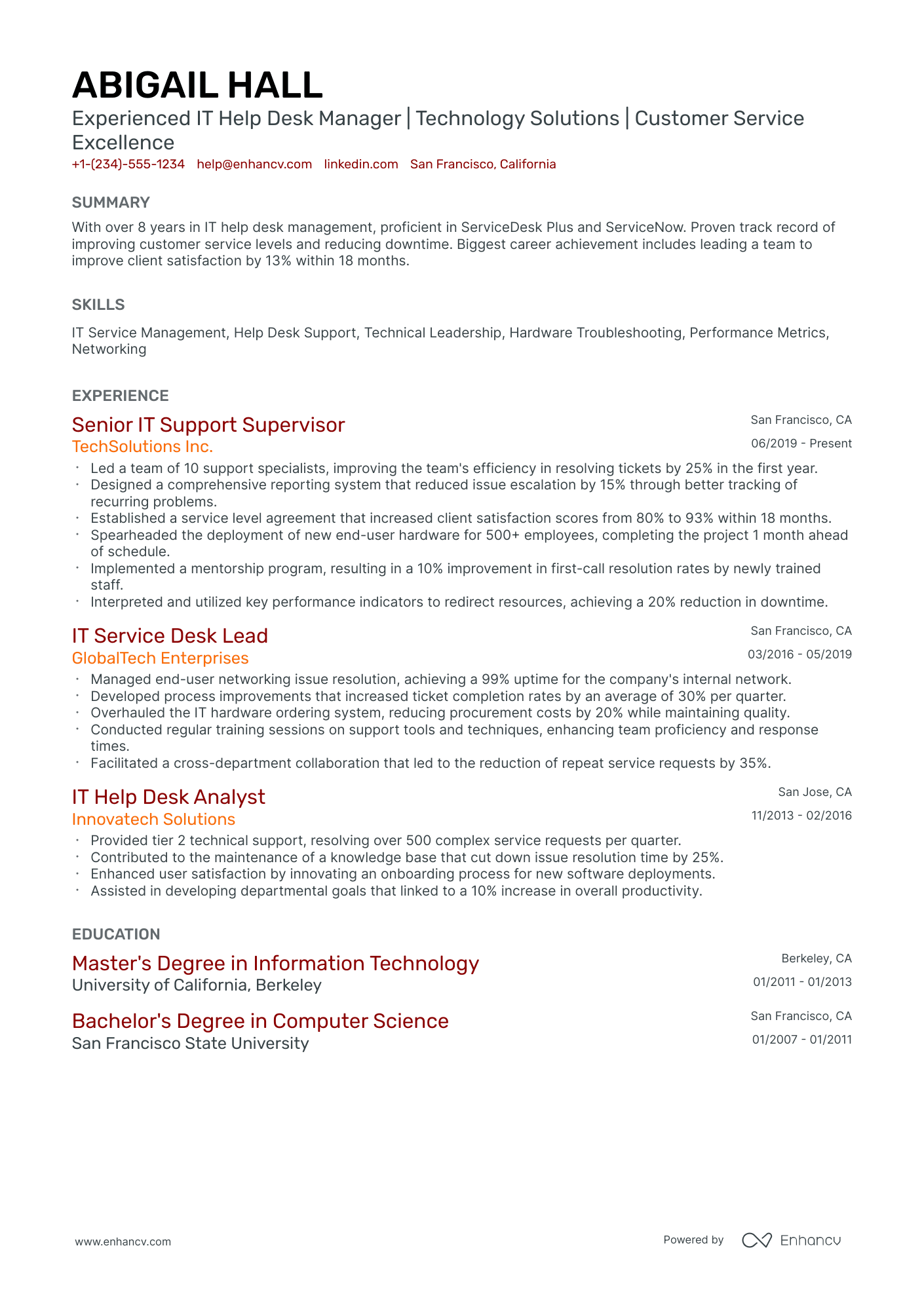 10 Help Desk Manager Resume Examples & Guide for 2025