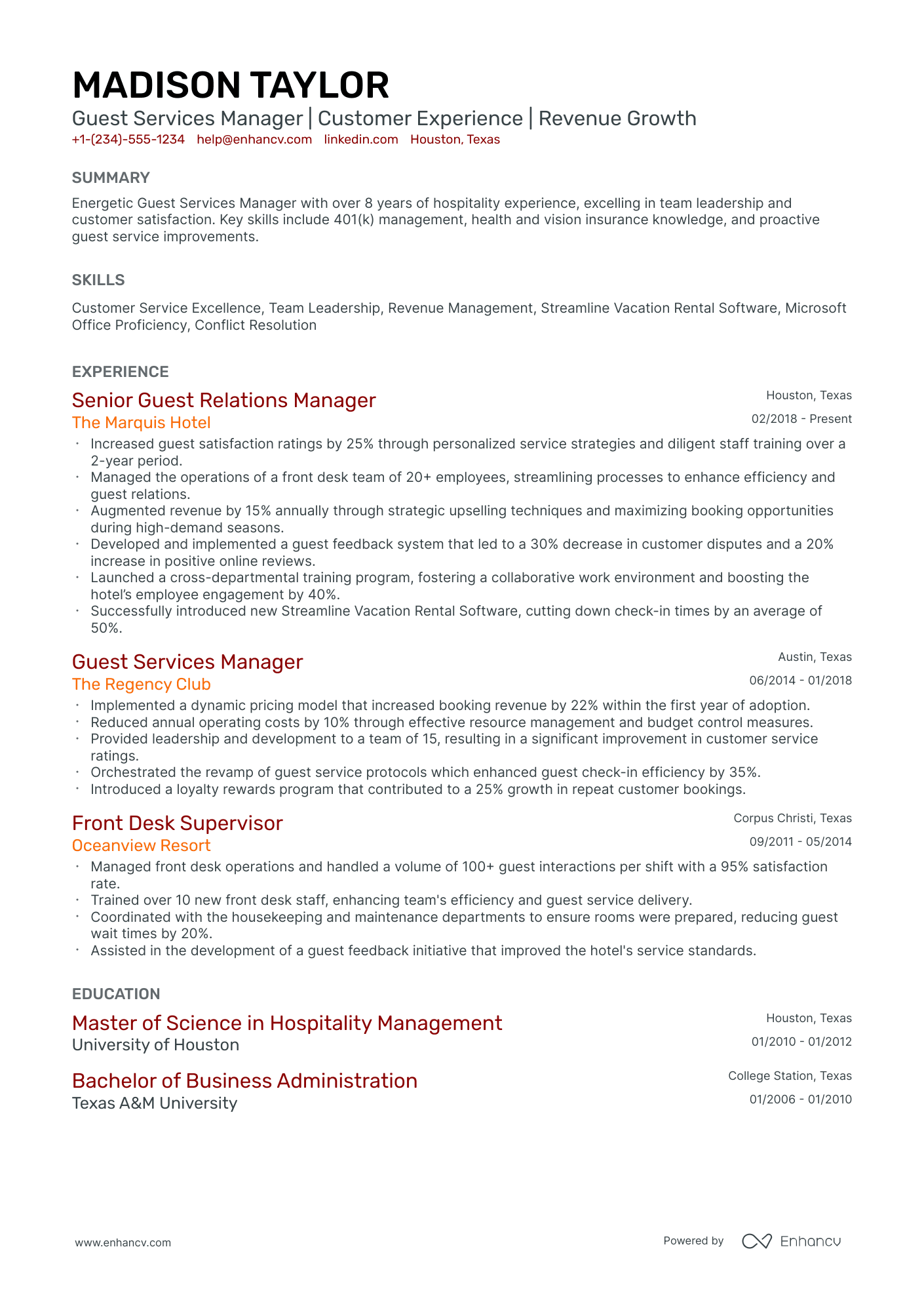 10 Guest Services Manager Resume Examples & Guide for 2026