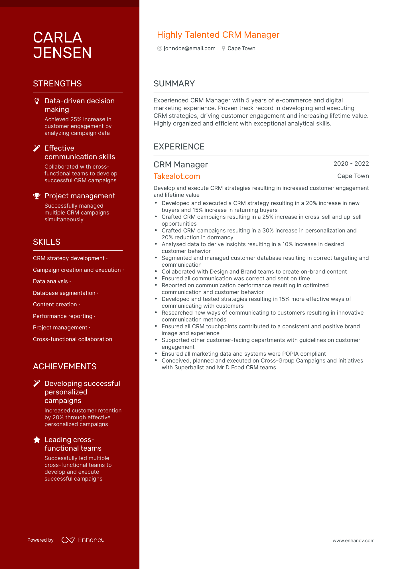 5 CRM Manager Resume Examples & Guide for 2024