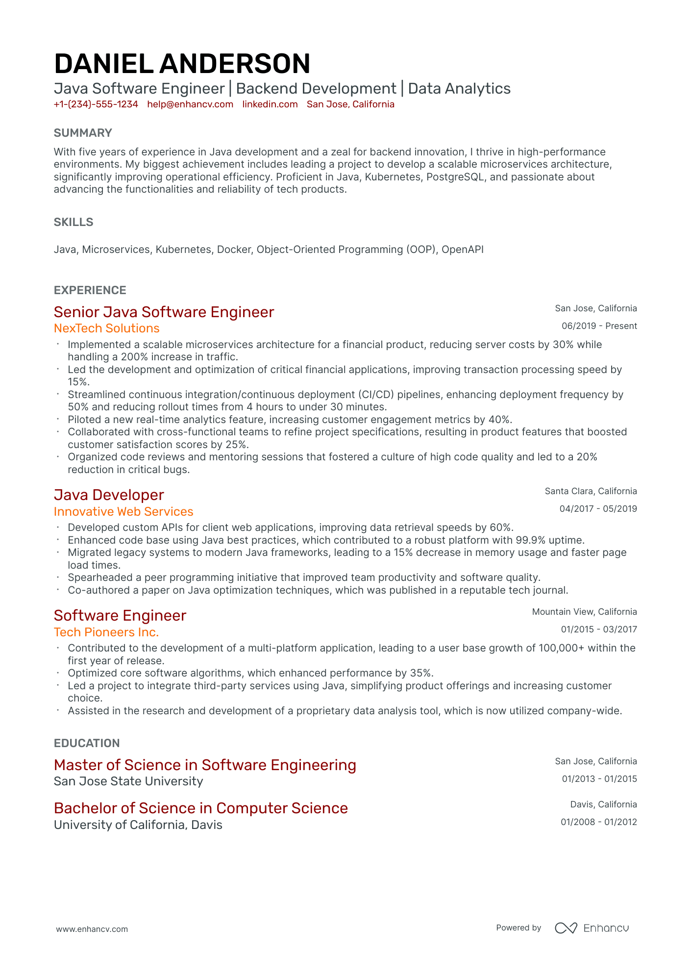 10 Java Software Engineer Resume Examples & Guide for 2026