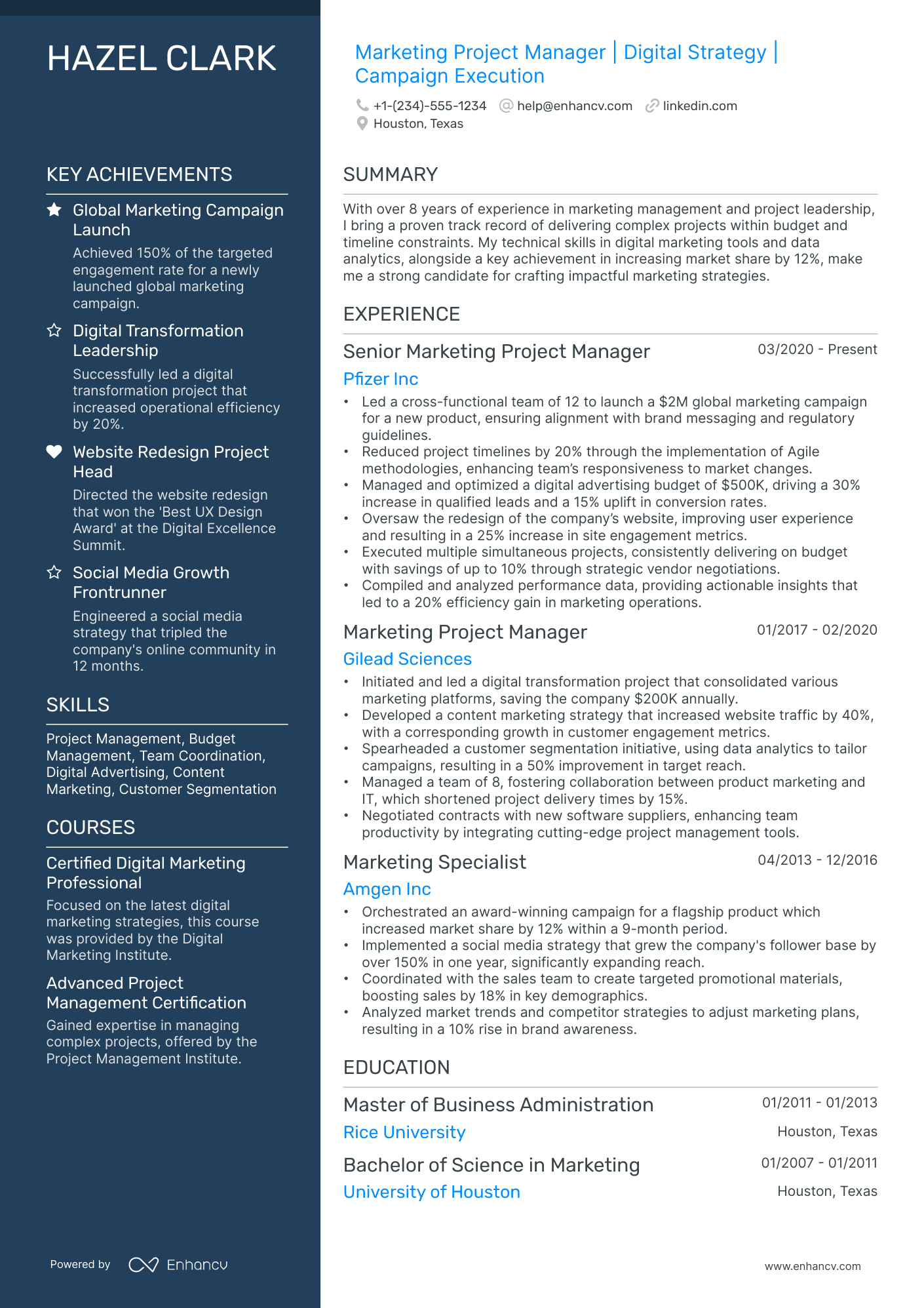 10 Marketing Project Manager Resume Examples & Guide for 2026