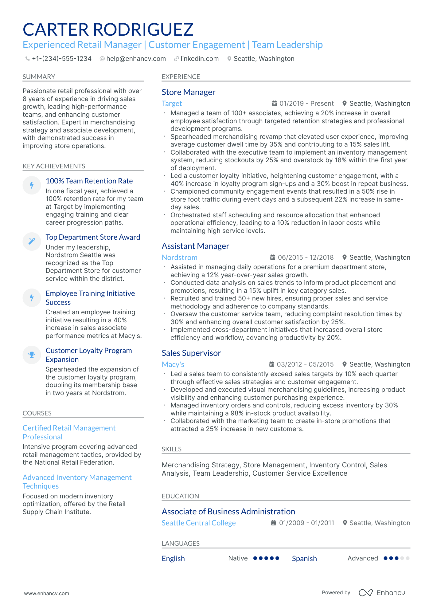 10 Assistant Store Manager Resume Examples, Templates & Guide for 2026