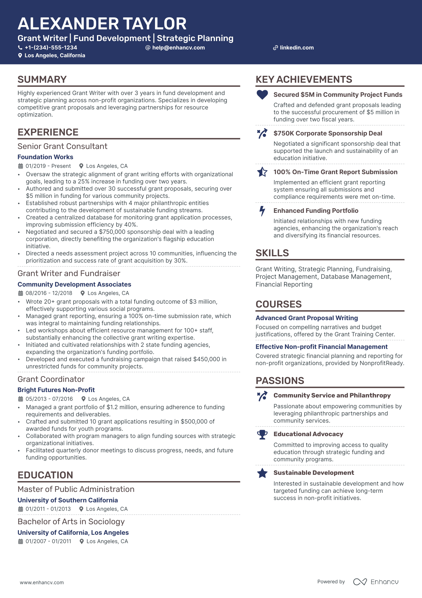 10 Grant Writer Resume Examples & Guide for 2025